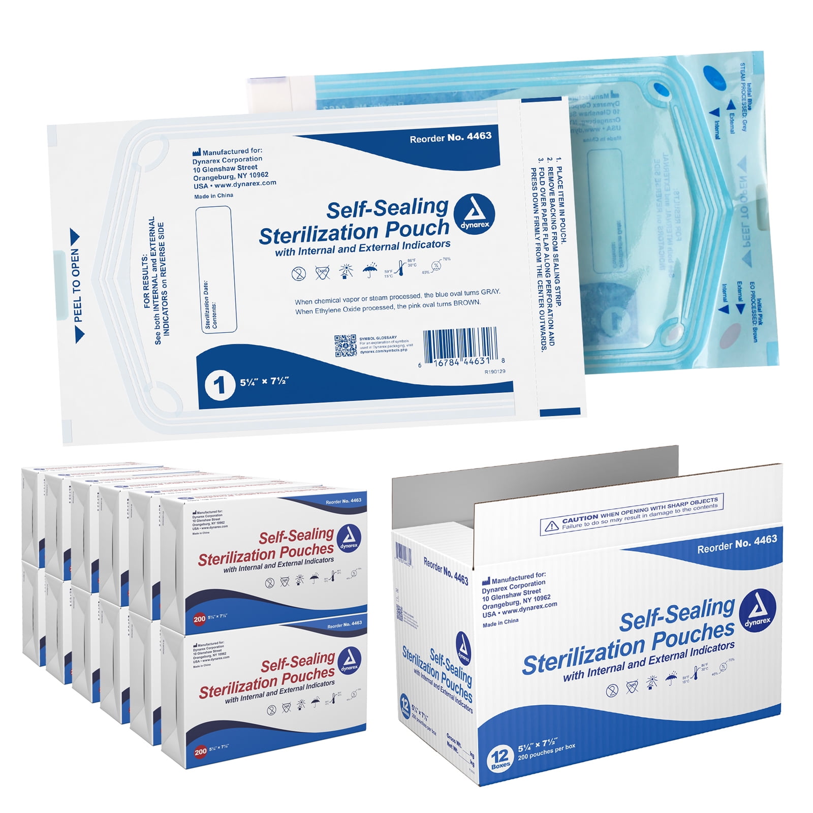 Dynarex Sterilization Pouches - Self Sealing Autoclave Bag for Medical ...