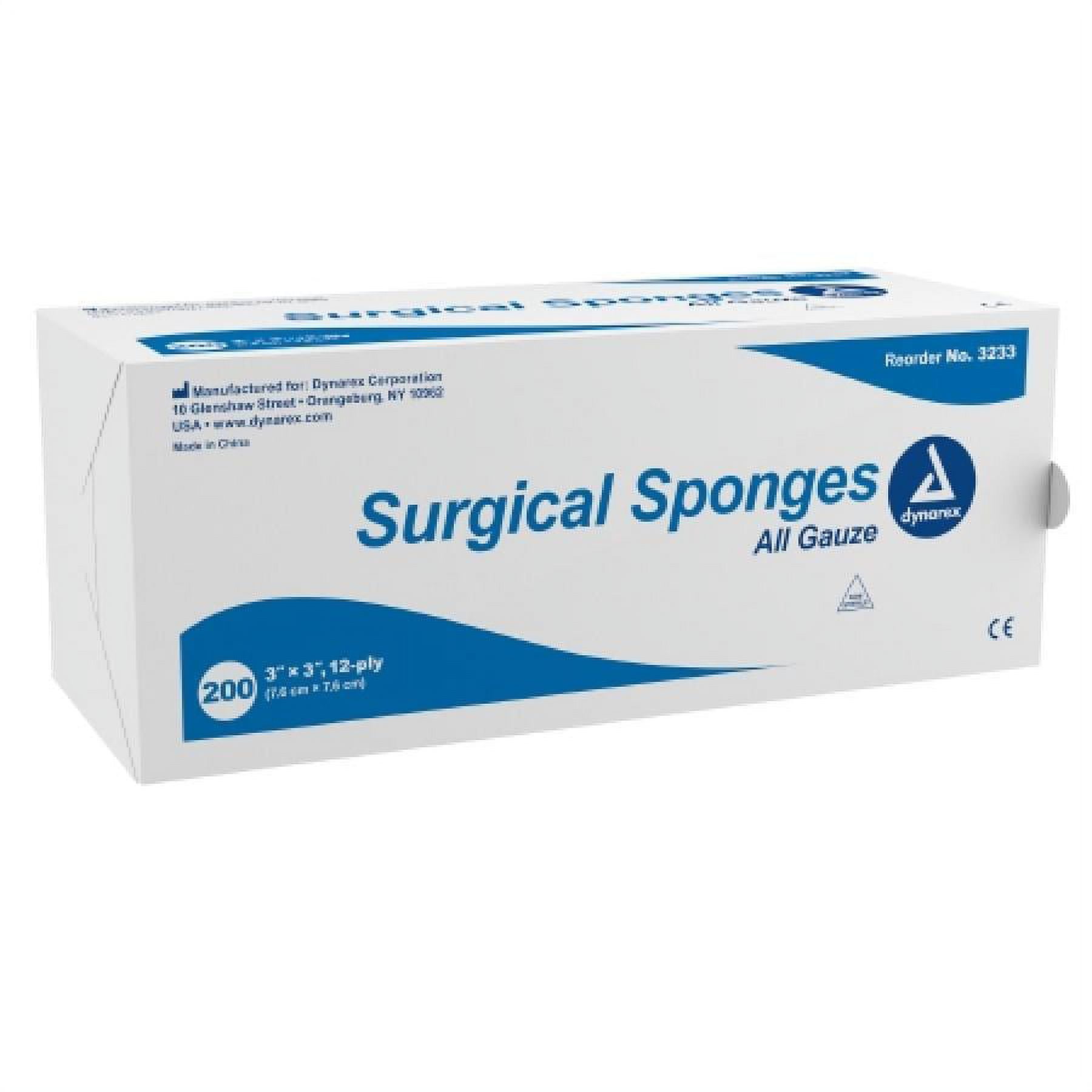 Dynarex Surgical Sponges, 12-Ply, 3 x 3 Inch, 200 Count - Walmart.com