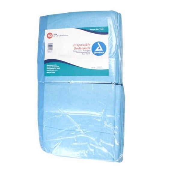 Dynarex Underpad 23 X 36 Inch Disposable Fluff Light Absorbency, 1346 ...