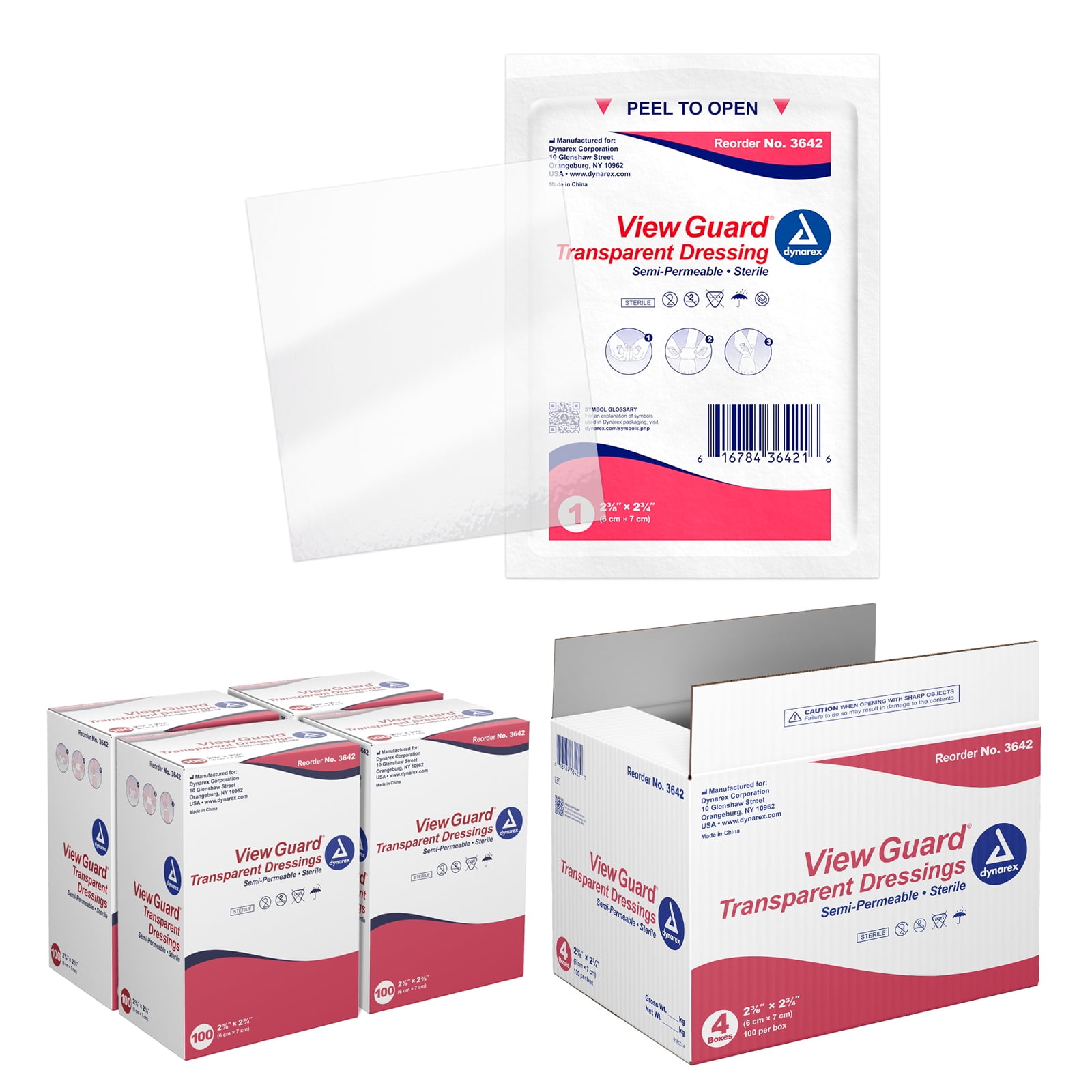 Dynarex View Guard Transparent Dressings, Sterile Wound Dressing ...