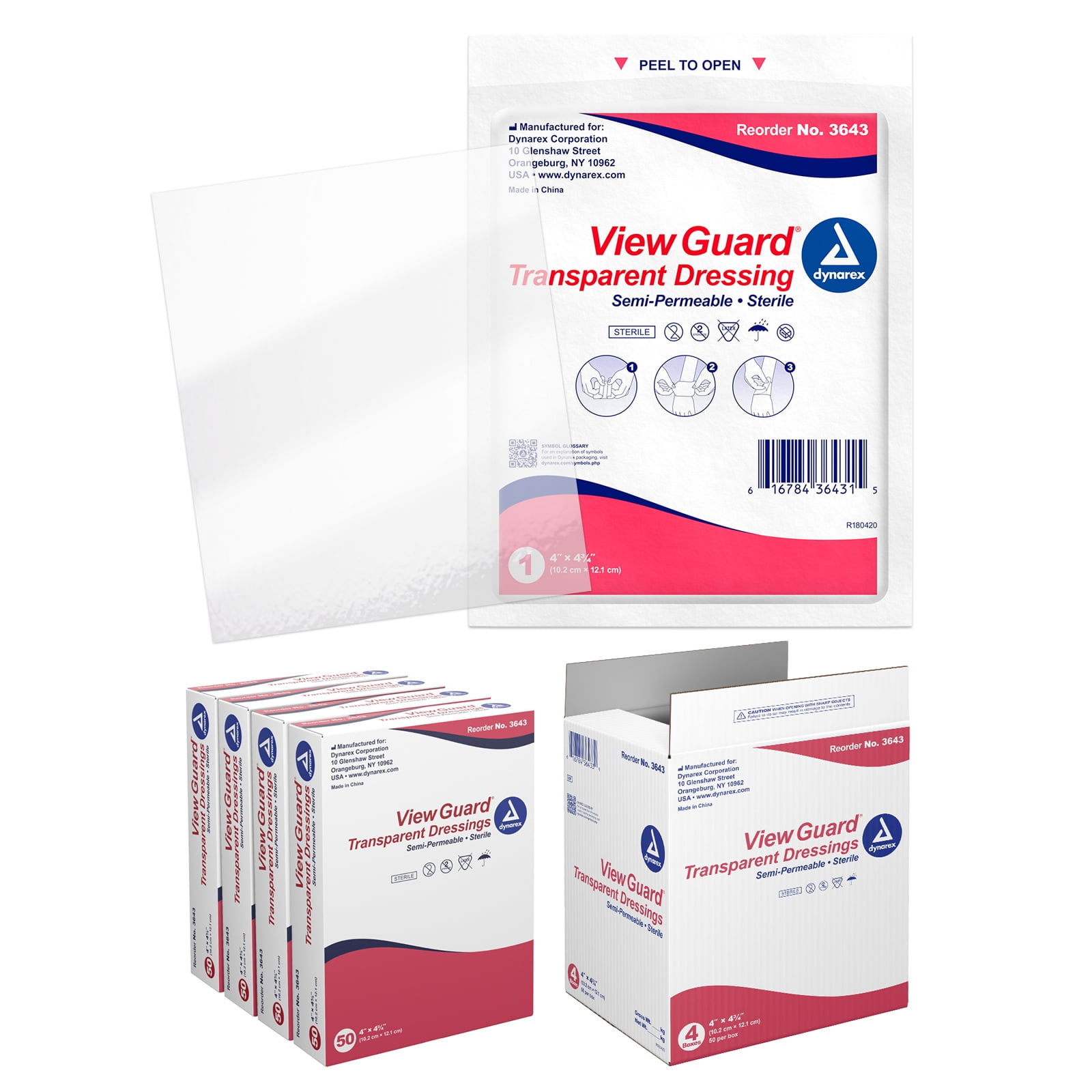 Dynarex View Guard Transparent Dressings, Sterile Wound Dressing ...