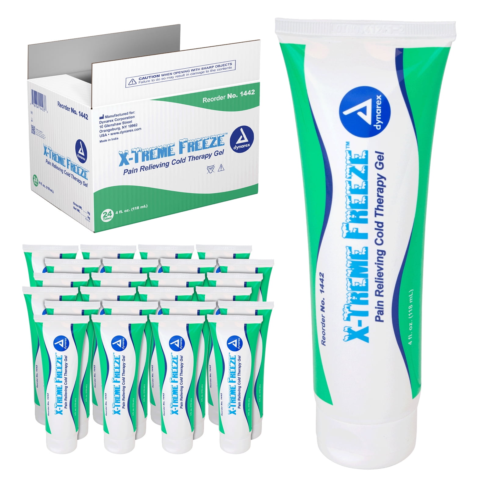 Dynarex X-Treme Freeze Pain Relieving Cold Therapy Gel, Apply Directly to Skin, Green, 4 oz ...