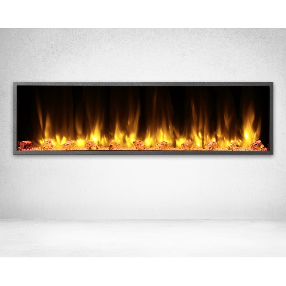 Dynasty 57" Harmony Metal LED Wall Mounted Electric Fireplace in Black ...
