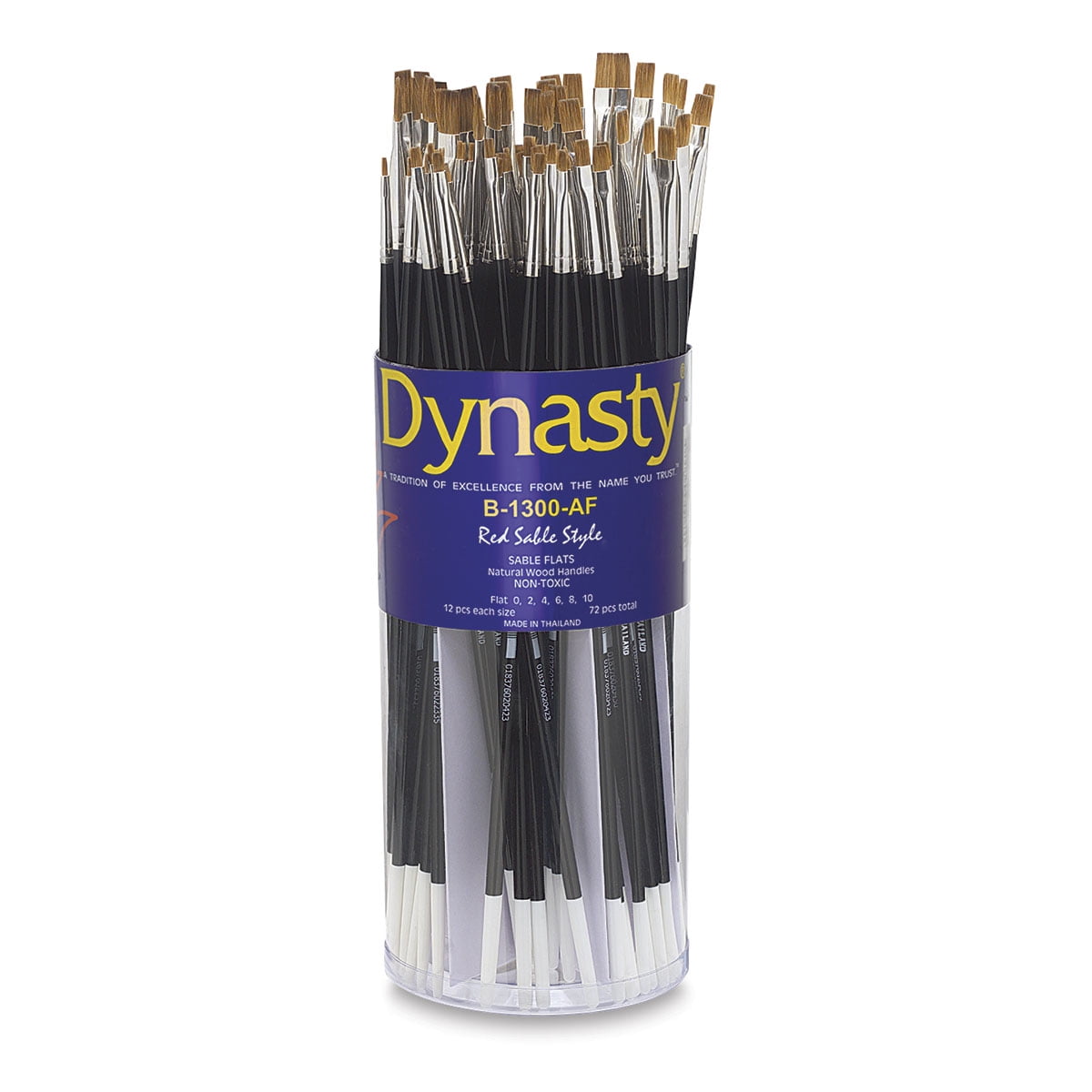 Dynasty B-1300AF Flat Red Sable Hair Long Hardwood Handle Artists Paint ...