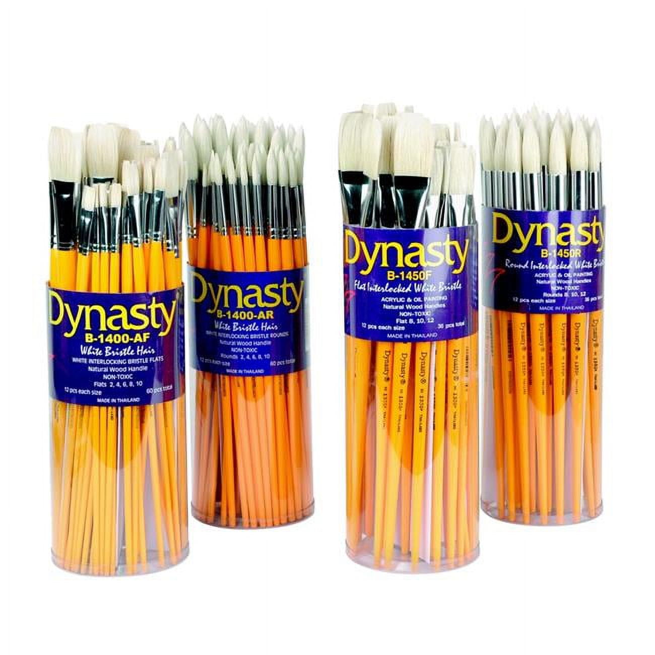 Dynasty B-1450F Cylinder Interlocked Flat White Bristle Varnished Wood ...