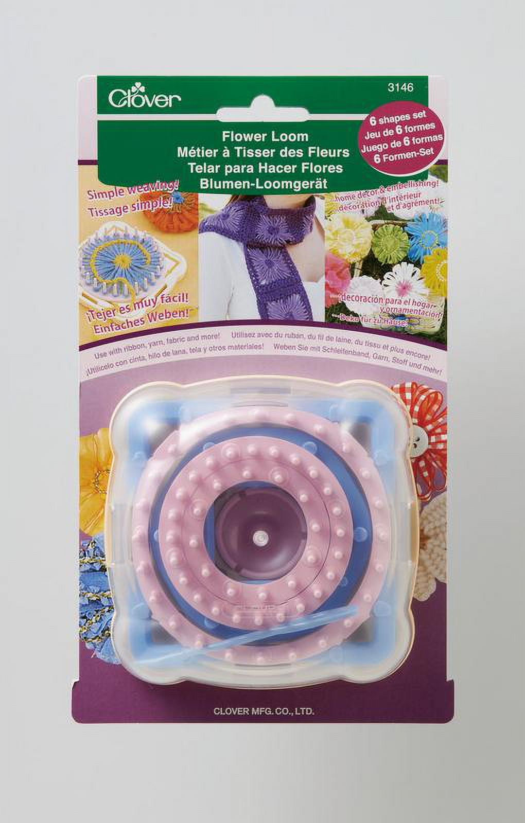 CLOVER Hana-Ami Flower Loom, Create Fun-Flowers, 6 Shapes, Wool, Yarn ...