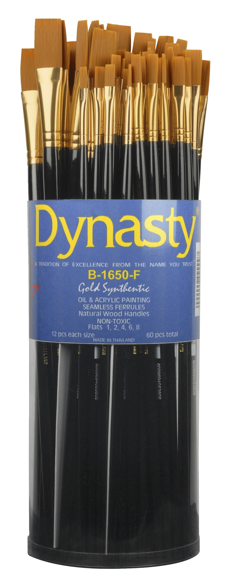 Dynasty Brush B-1650 Art Education Flat Paint Brushes in Cylinder, Set ...
