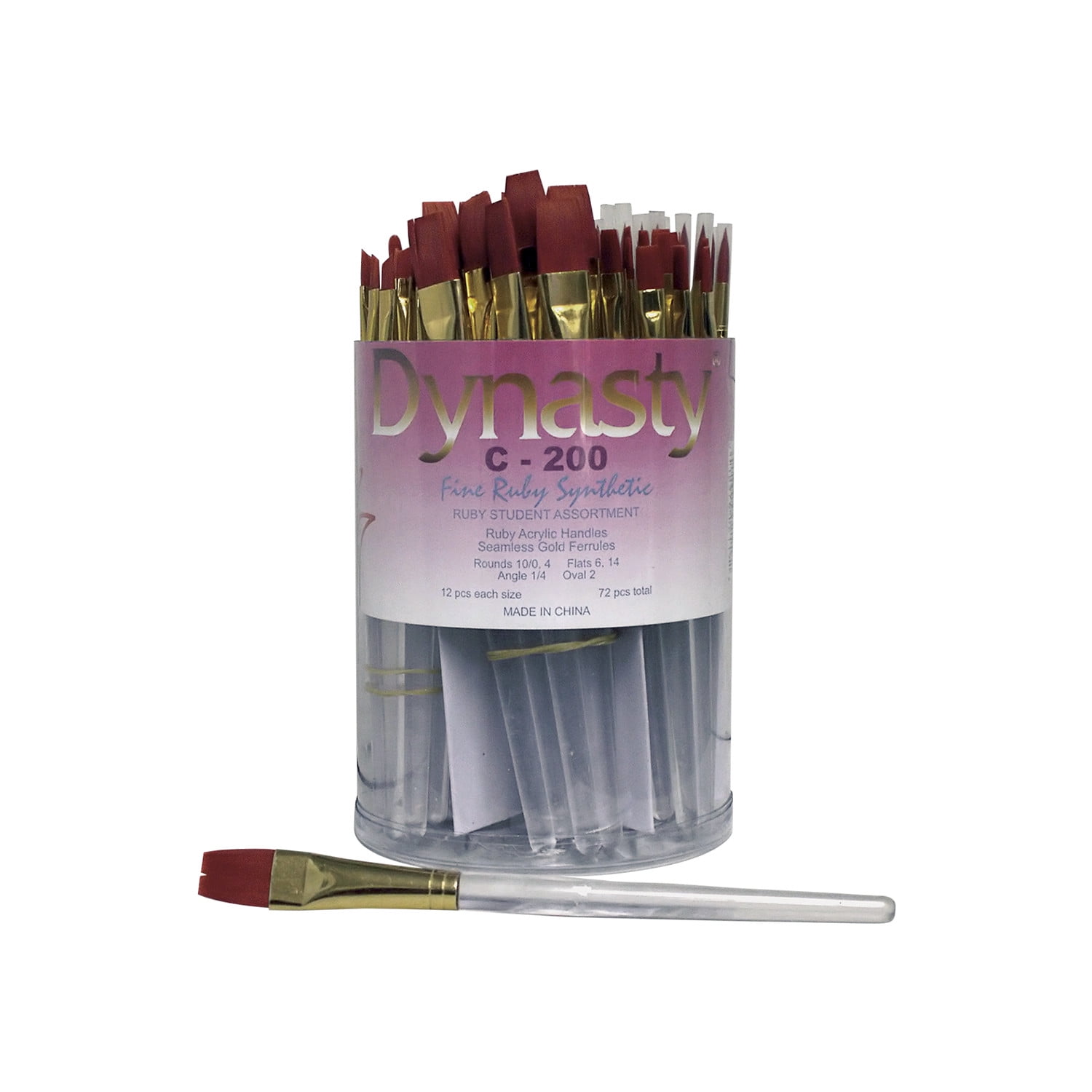 Dynasty Brush C-200 Fine Ruby Synthetic Brushes, Short Acrylic Handle ...