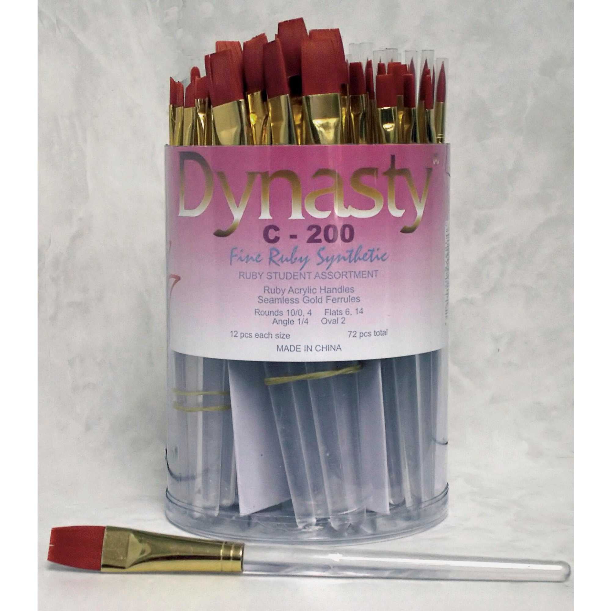 Dynasty Brush C-200 Fine Ruby Synthetic Brushes, Short Acrylic Handle ...