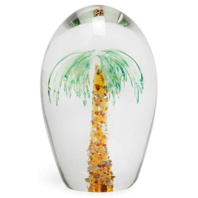 Dynasty Gallery Glass Paperweight with Palm Tree Design 86205 4.5 ...