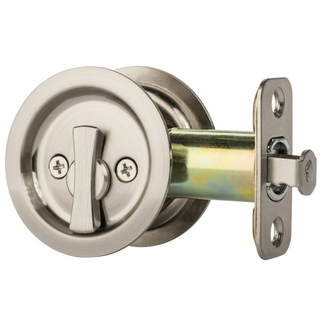 Dynasty Hardware Round Privacy Pocket Door Latch Satin Nickel, Lock ...