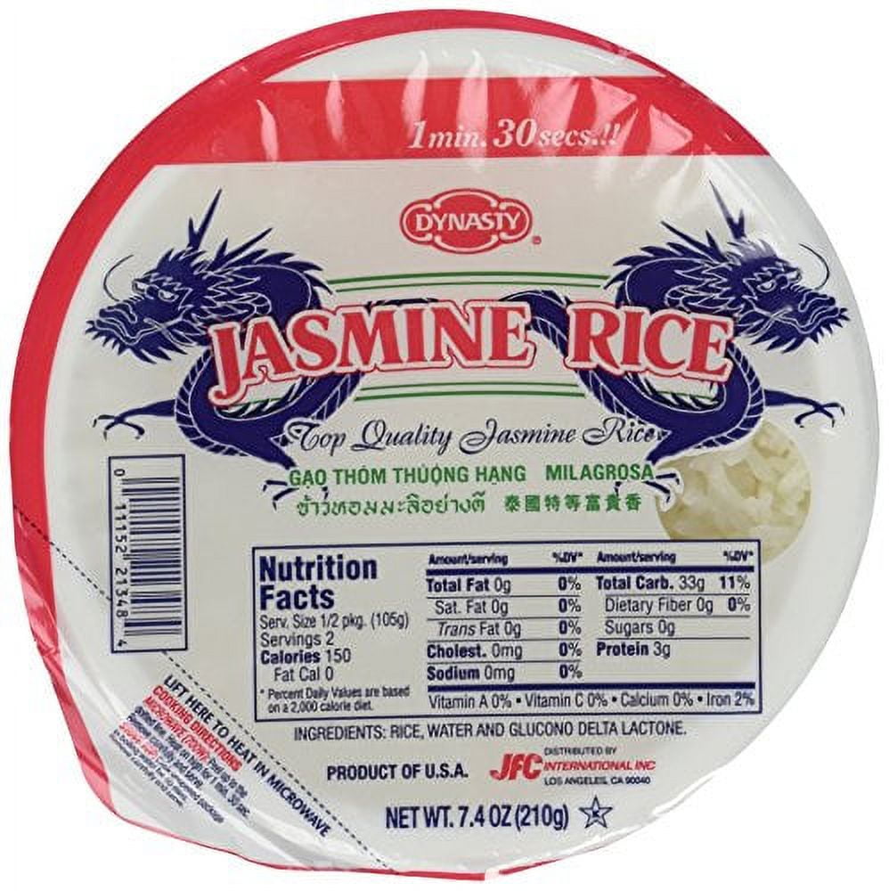 Dynasty Jasmine Cooked Rice, Microwavable Cooked Rice, 7.4 Ounce (Pack ...