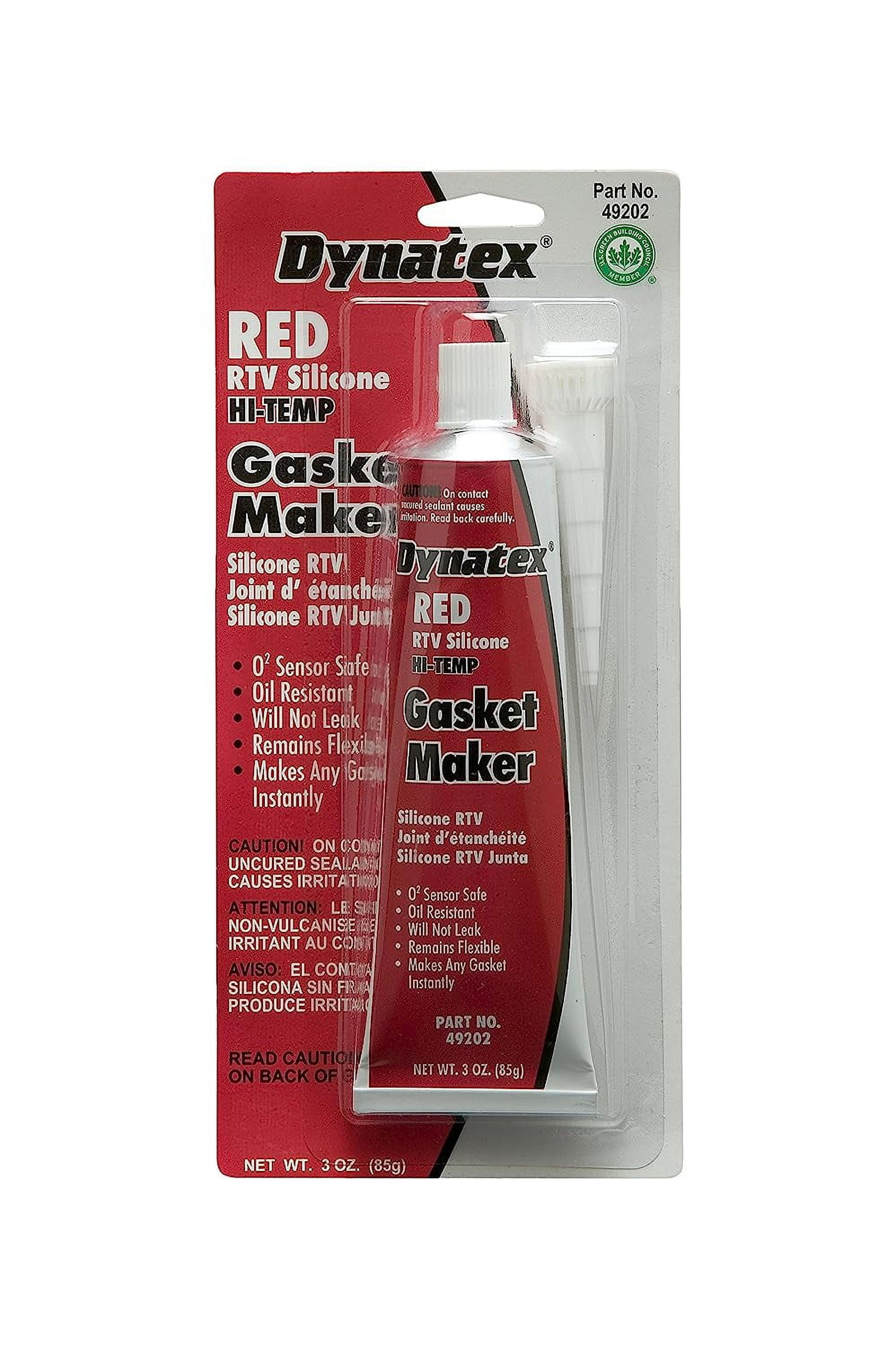Dynatex 49202 Hi-Temp RTV Automotive Adhesive, Silicone Red, 3 oz ...