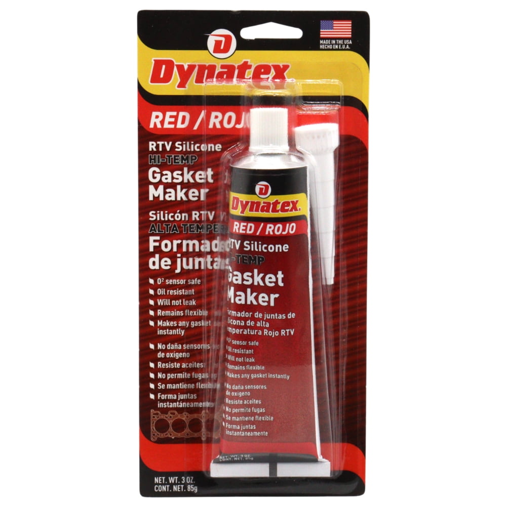 Dynatex 49202 Hi-Temp RTV Automotive Adhesive, Silicone Red, 3 oz ...
