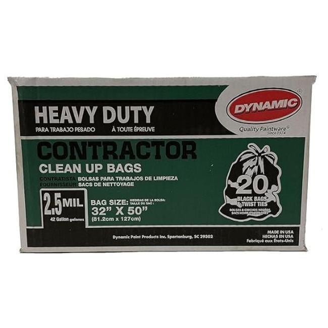 Dynbags 00038 42 gal 2.5 Mil Dynamic Black Heavy Duty Contractor Trash ...