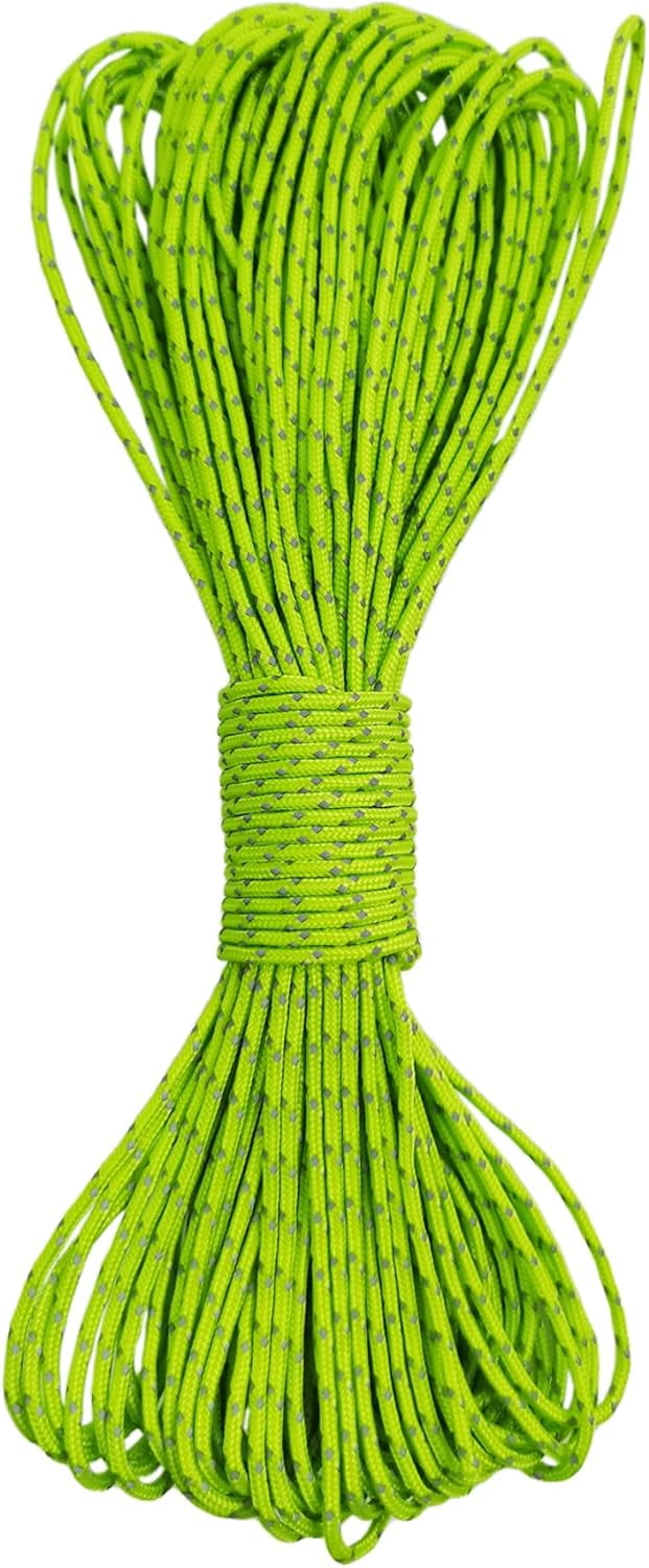 Dyneema Tent Guy Guide Reflective Green Rope - 200kg Breaking Strain ...