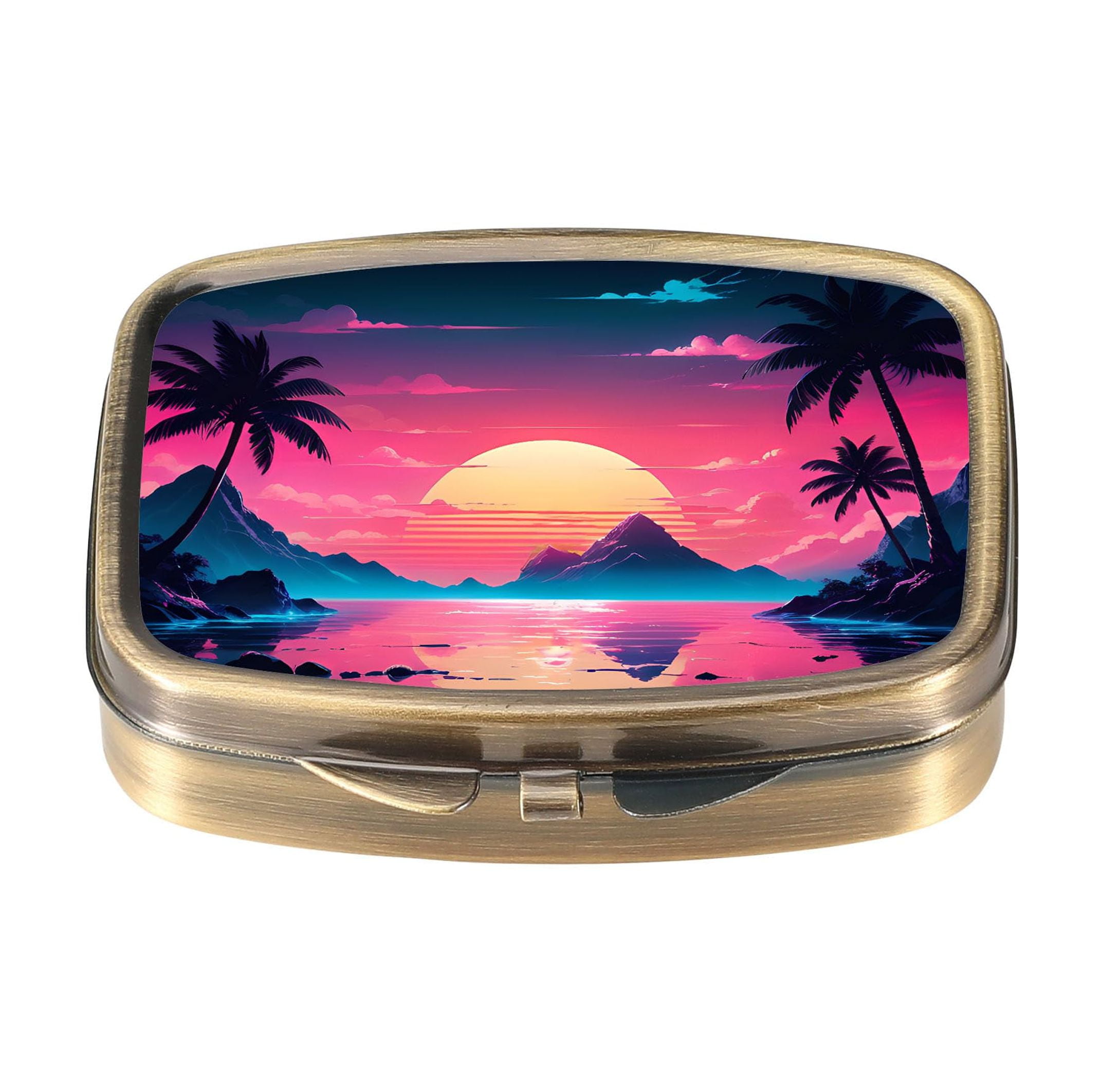 Dynippy Pill Case Pill Box with Mirror Retro Pocket 2 Compartment ...