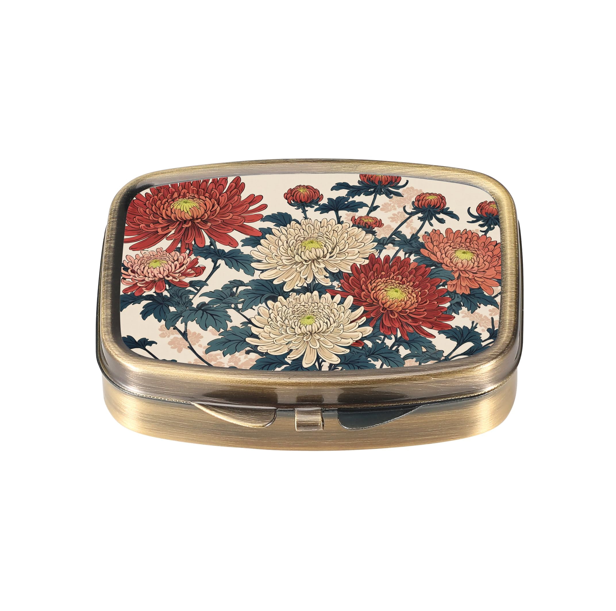 Dynippy Pill Case Pill Box with Mirror Retro Pocket 2 Compartment ...