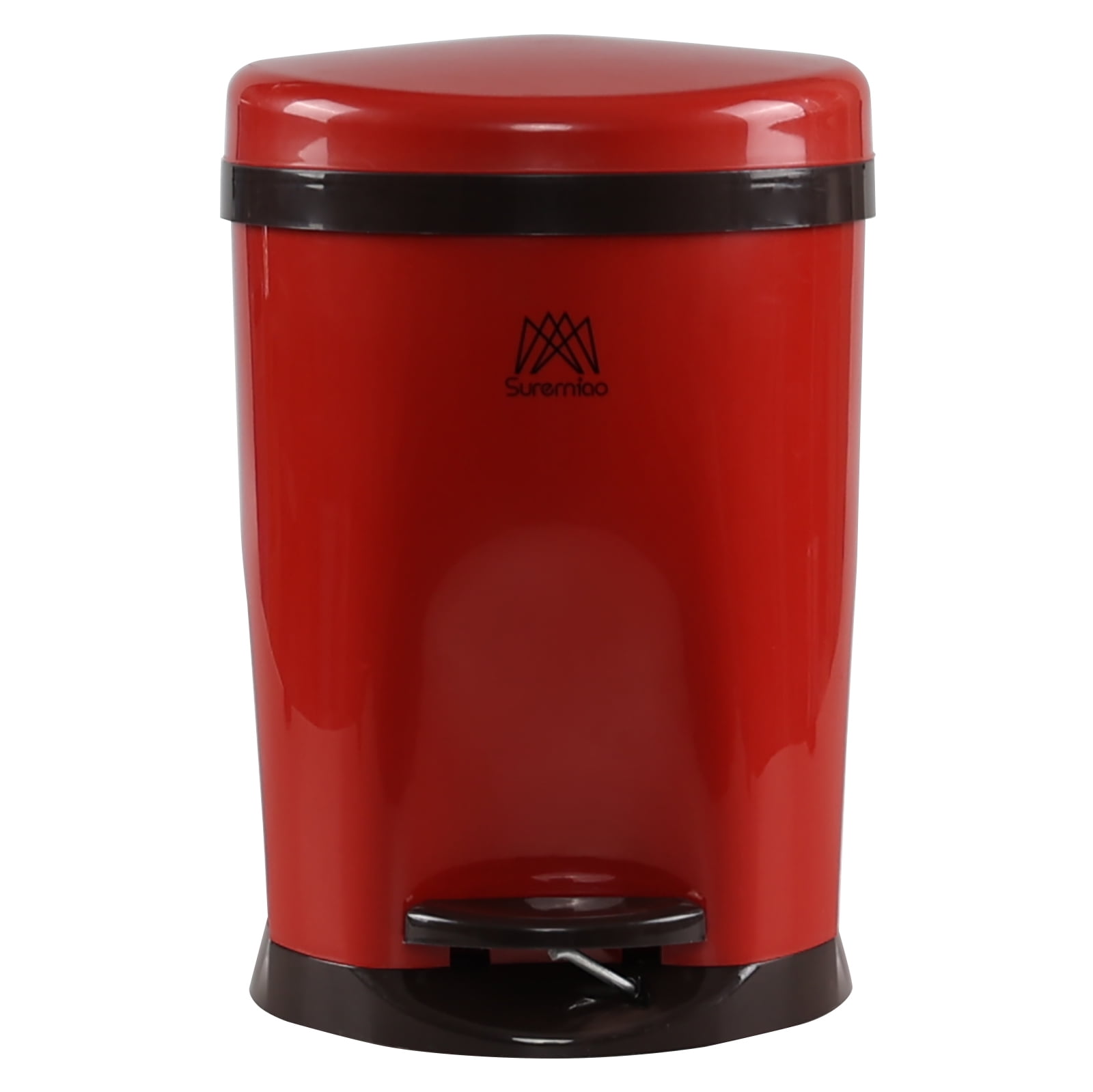 DynkoNA 1-Pack Plastic Step Garbage Can, Small Trash Can with Lid, Red ...