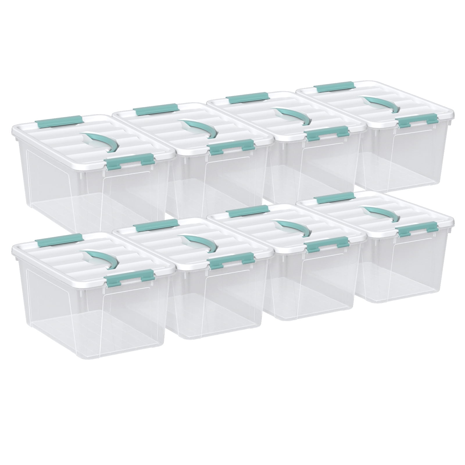 DynkoNA 14 Quarts Latching Storage Containers, 8-Pack Clear Plastic ...