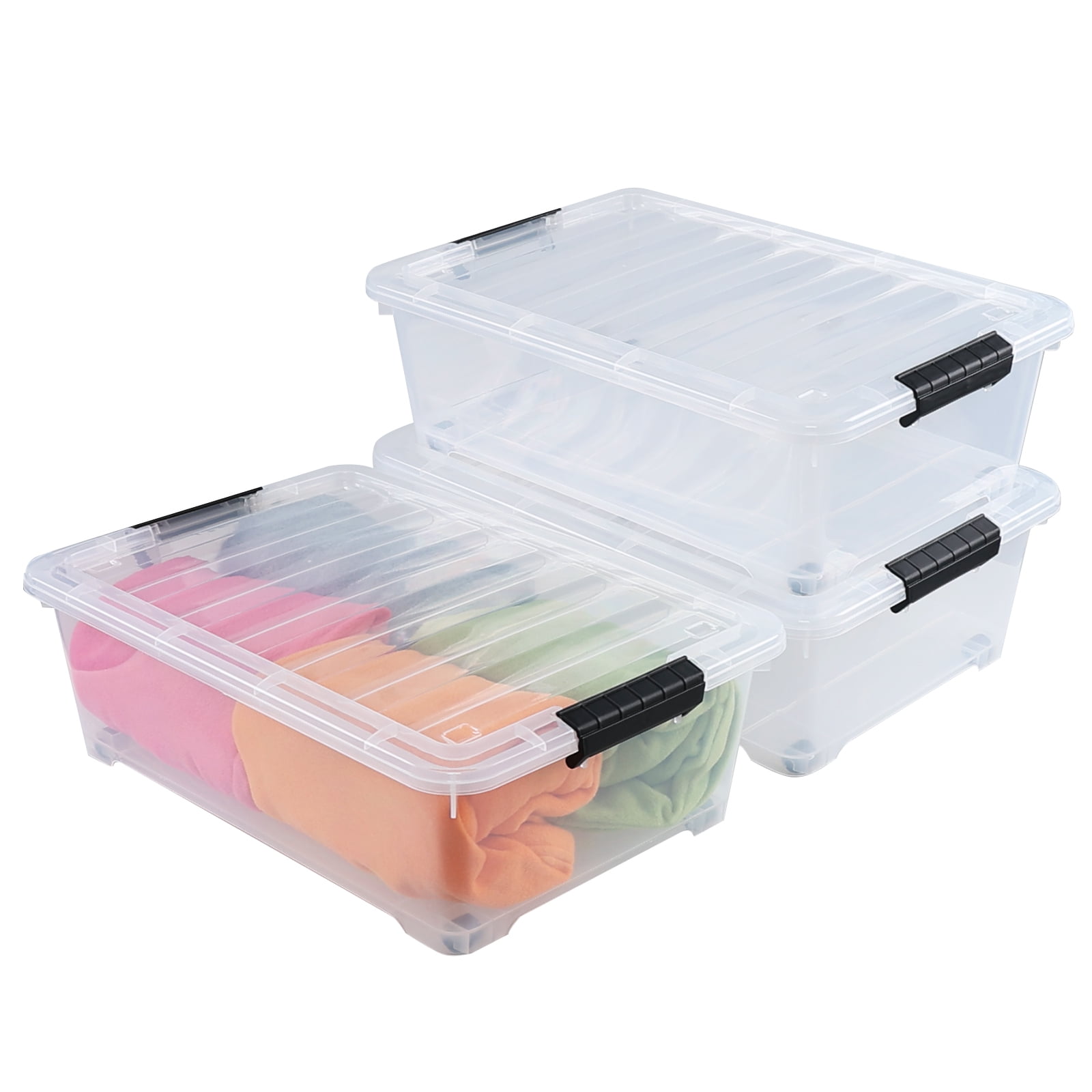 DynkoNA 20 Quart Plastic Under Bed Storage Bins, Underbed Box with ...