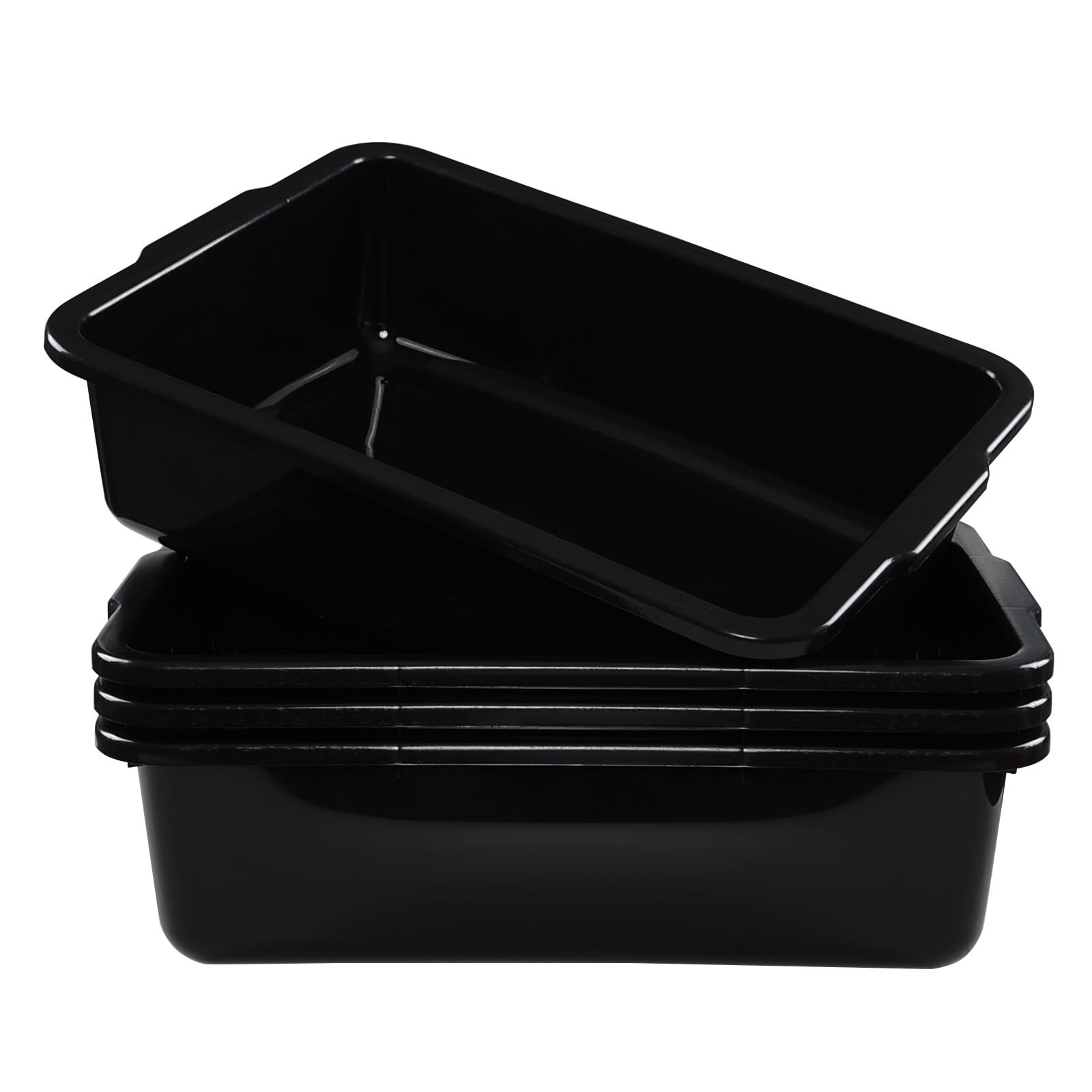 DynkoNA 4-Pack 22 L Plastic Rectangle Large Bus Box, Plastic Dish Pans ...