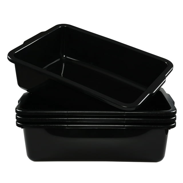 DynkoNA 4-Pack 22 L Plastic Rectangle Large Bus Box, Plastic Dish Pans ...