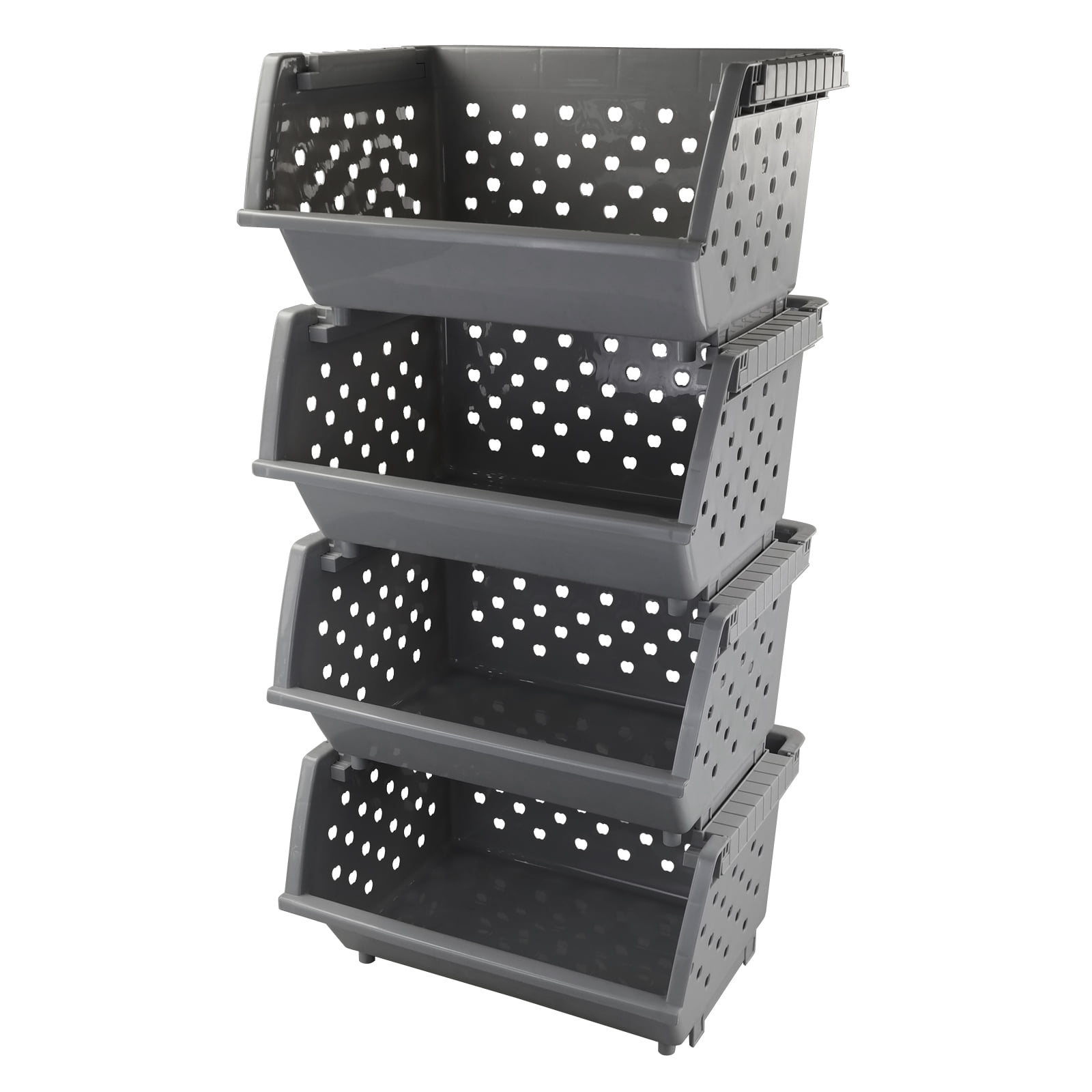 DynkoNA 4-Pack Kitchen Stacking Storage Bins, Plastic Stackable Storage ...