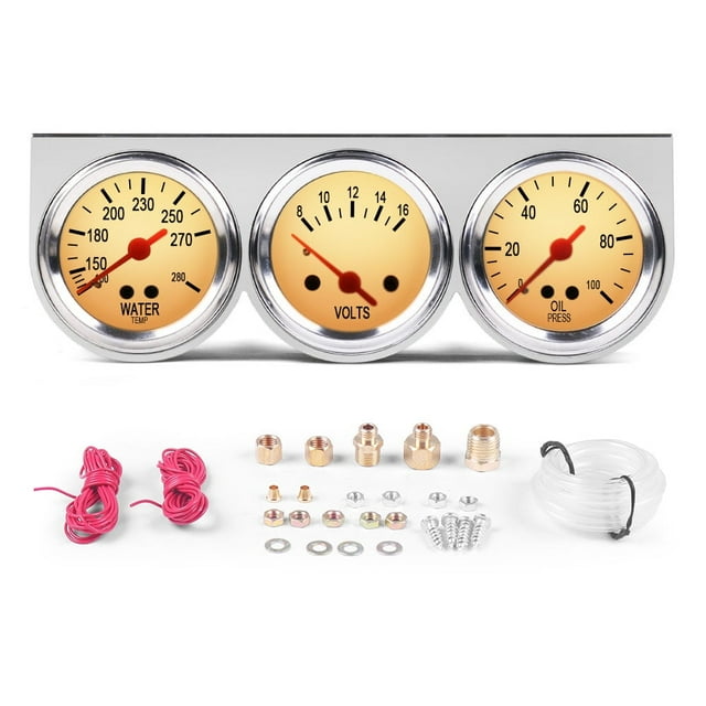 Dyno Racing Triple Gauge Kit Volt Gauge Water Temp Gauge Oil Pressure ...