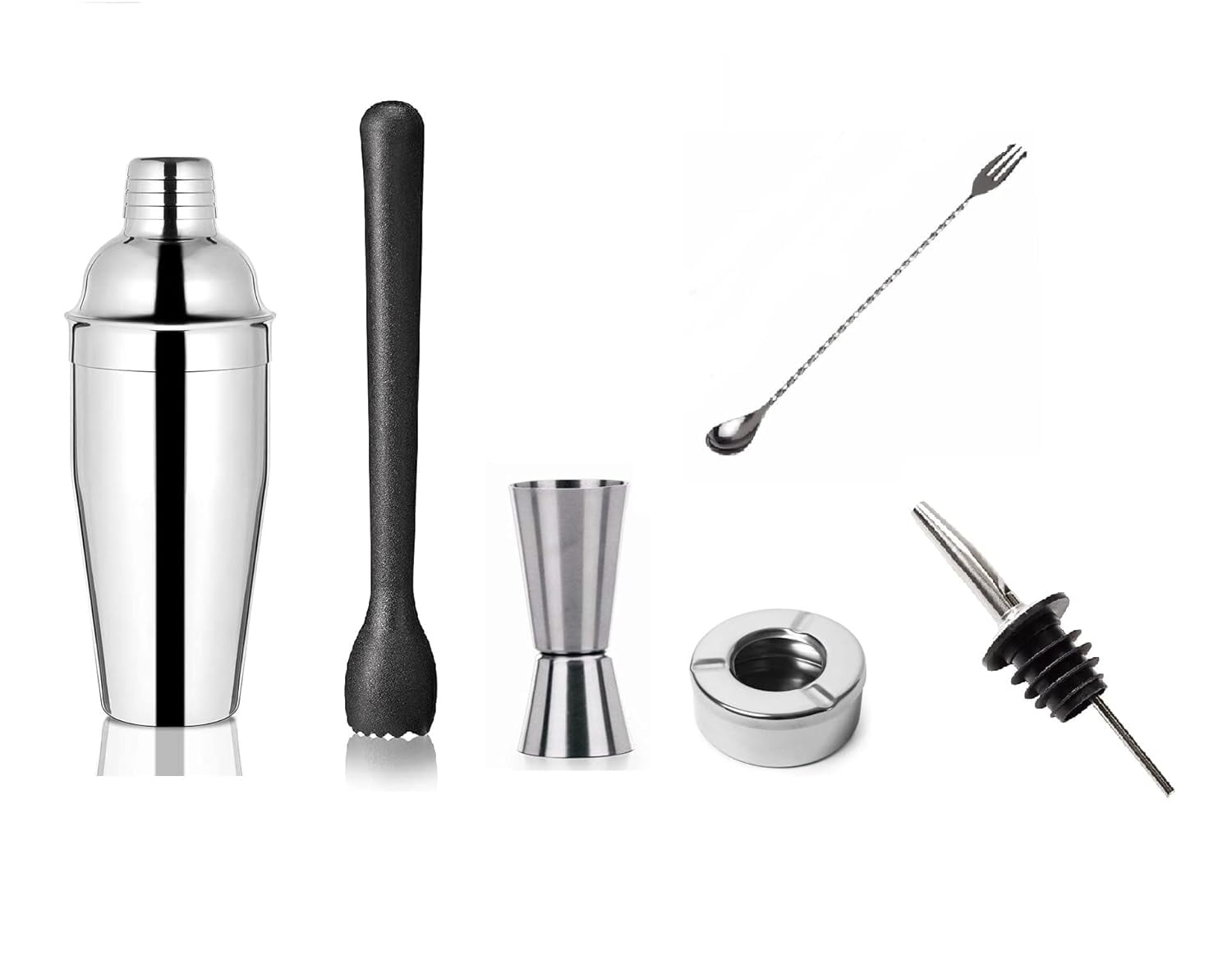 Dynore Stainless Steel 6 Pcs Professional Bar Set Cocktail Shaker 750ml ...