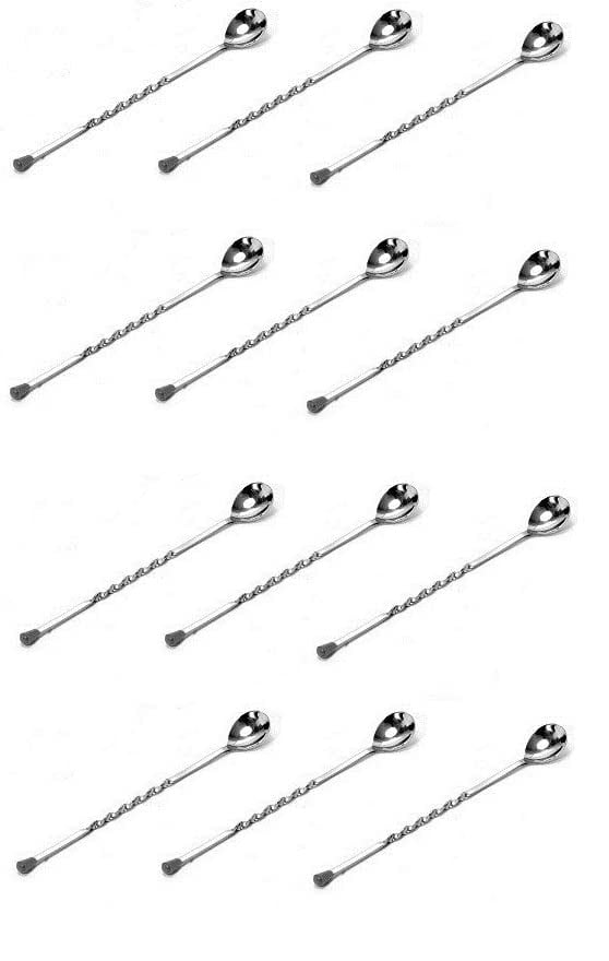 Dynore Stainless Steel Black Tip Bar Spoons Long Attractive Spiral ...