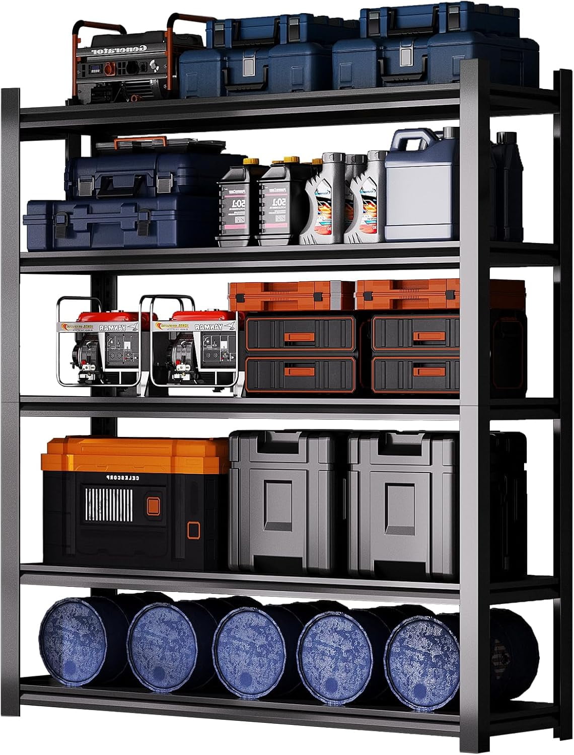 Dyoung 47. 2" W Garage Storage Shelves Adjustable 5 Tier Metal Shelves ...