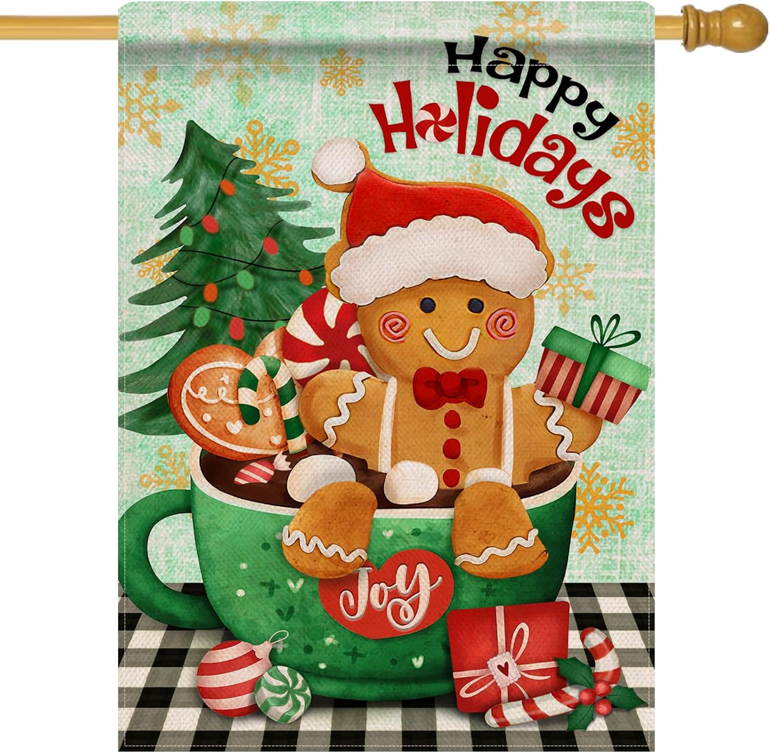 Dyreson Merry Christmas Joy Coffee Gingerbread Man Decorative Garden ...