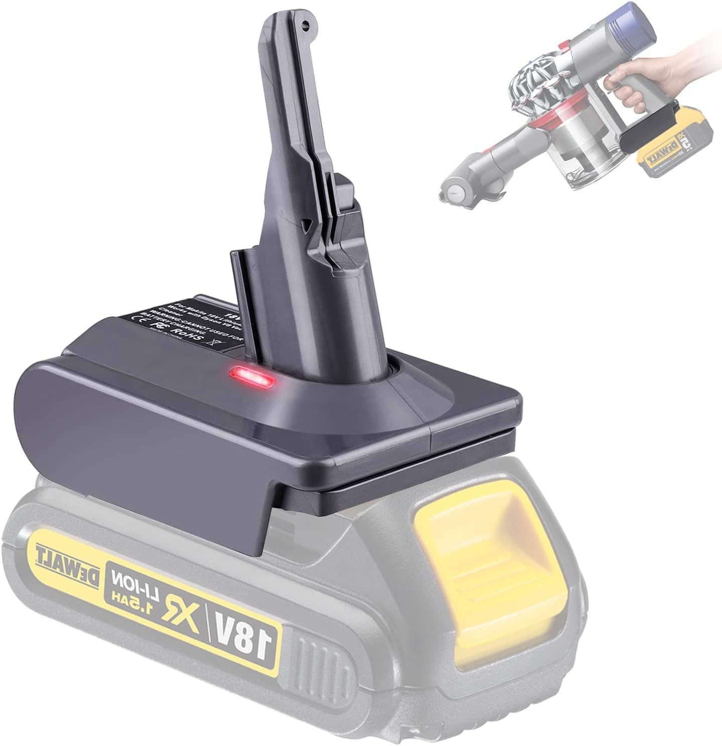 for Dyson V7 V8 Battery Adapter, Convert for Dewalt 20v Battery to Dyson's Battery, to Replace ...