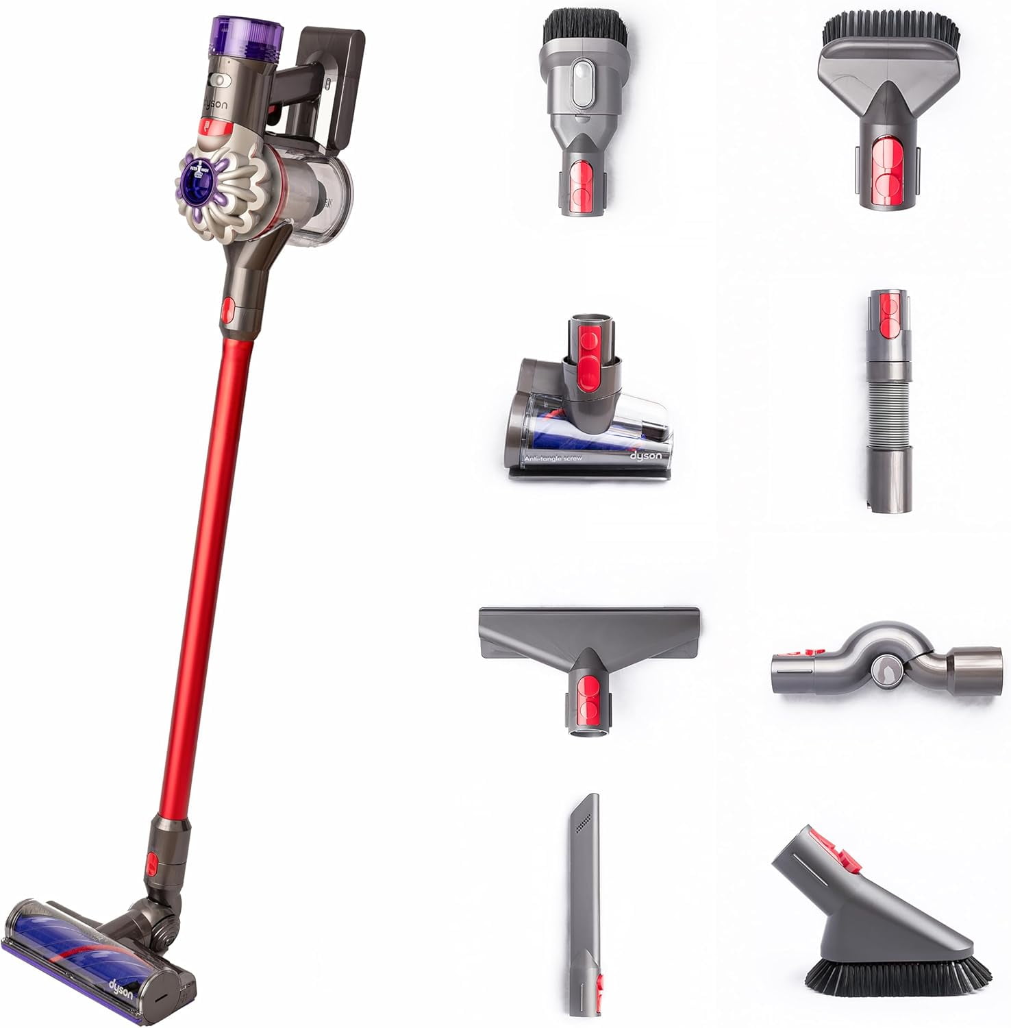 Dyson V8 Animal Extra De-Tangle Cordfree Vacuum with 8 Tools, Red ...