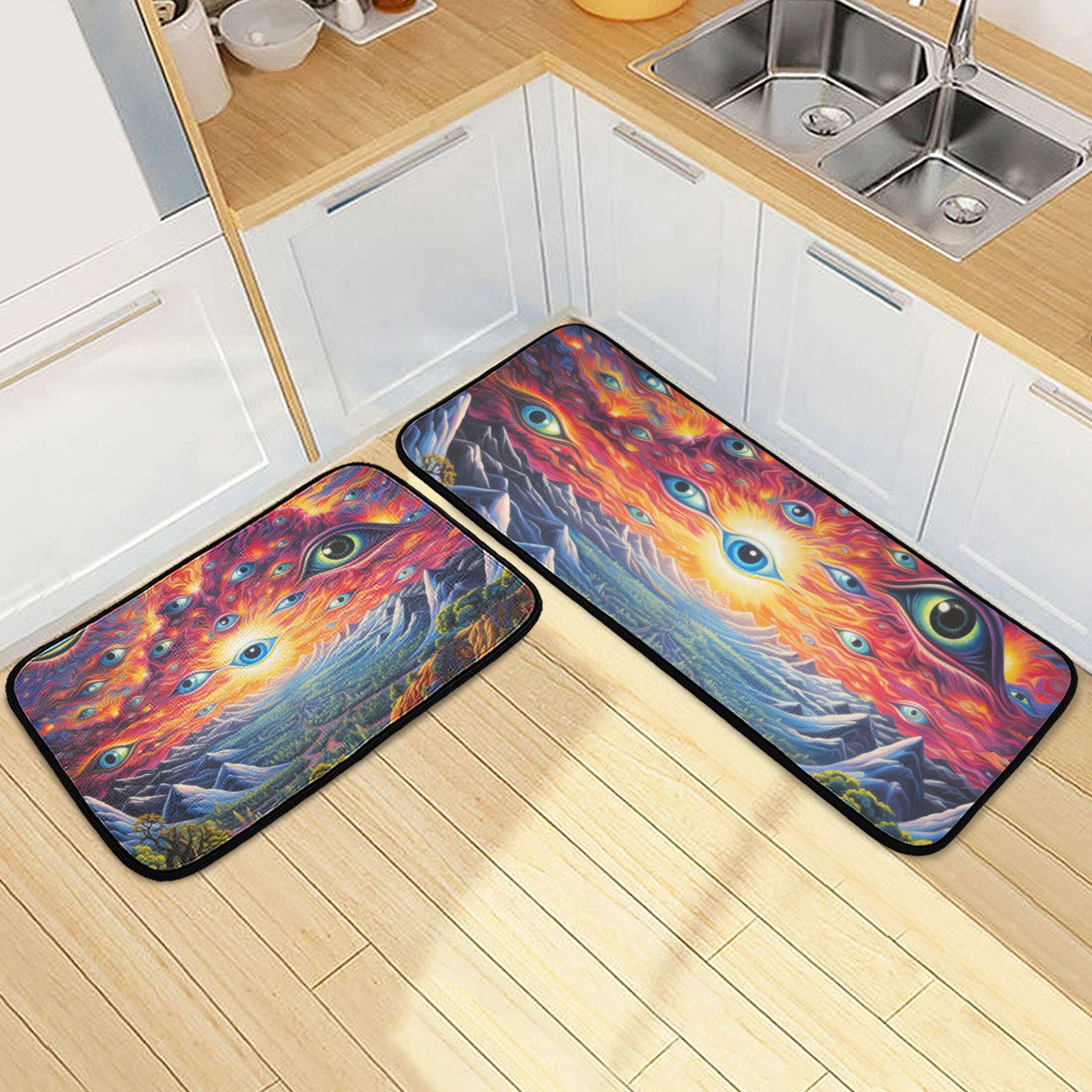 Dystopian Alien Worlds Kitchen Mat Set of 2 Cushioned Non Slip Rugs for ...