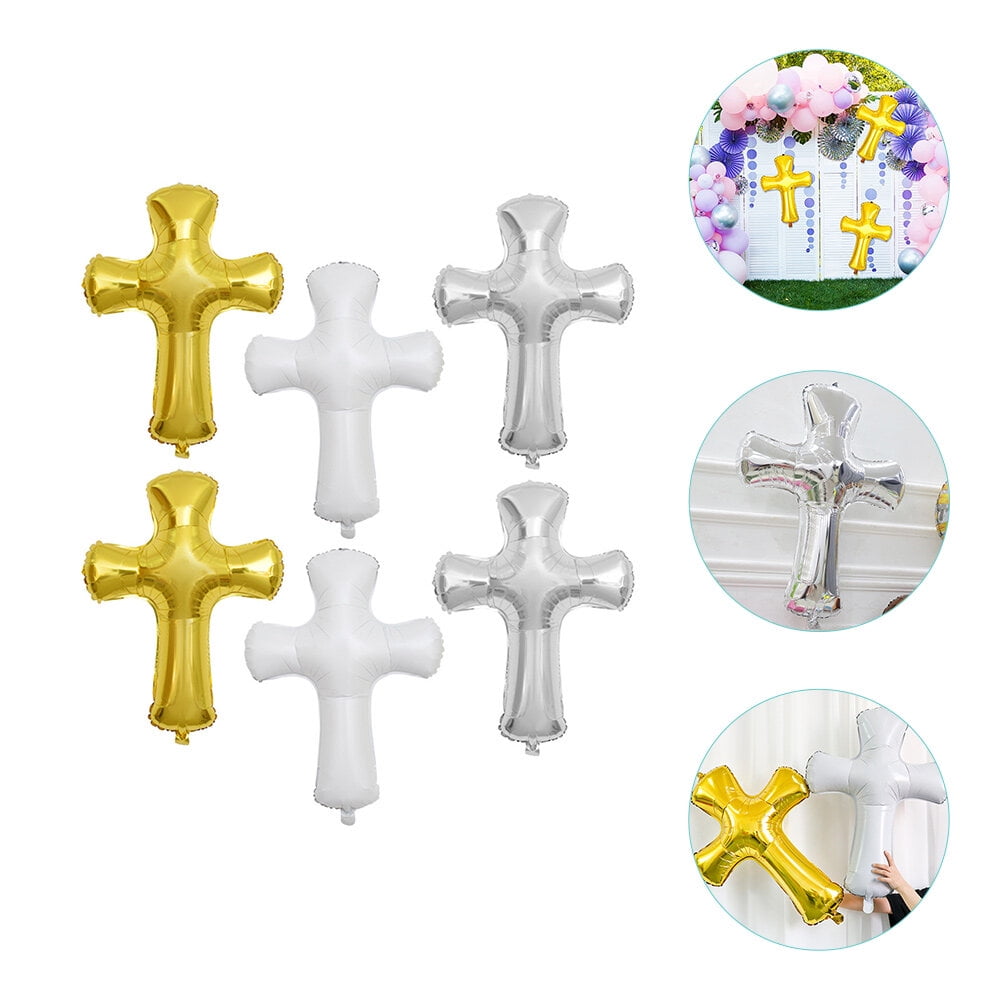 Dytern Balloon 6pcs Cross Shape Balloons Baptism Balloons Decorative ...