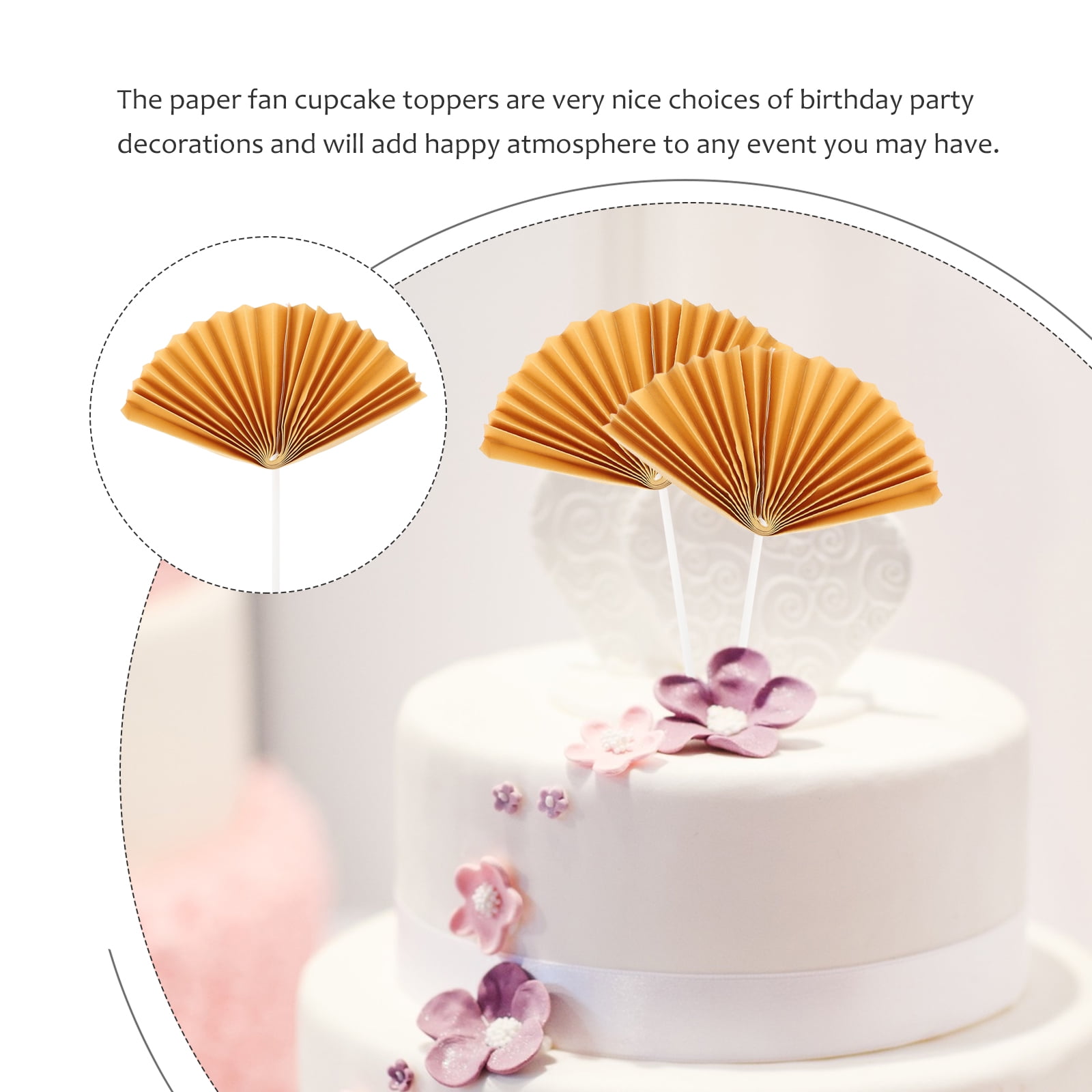 Dytern Birthday 16pcs Paper Fan Cake Topper Birthday Cake Picks Cake ...