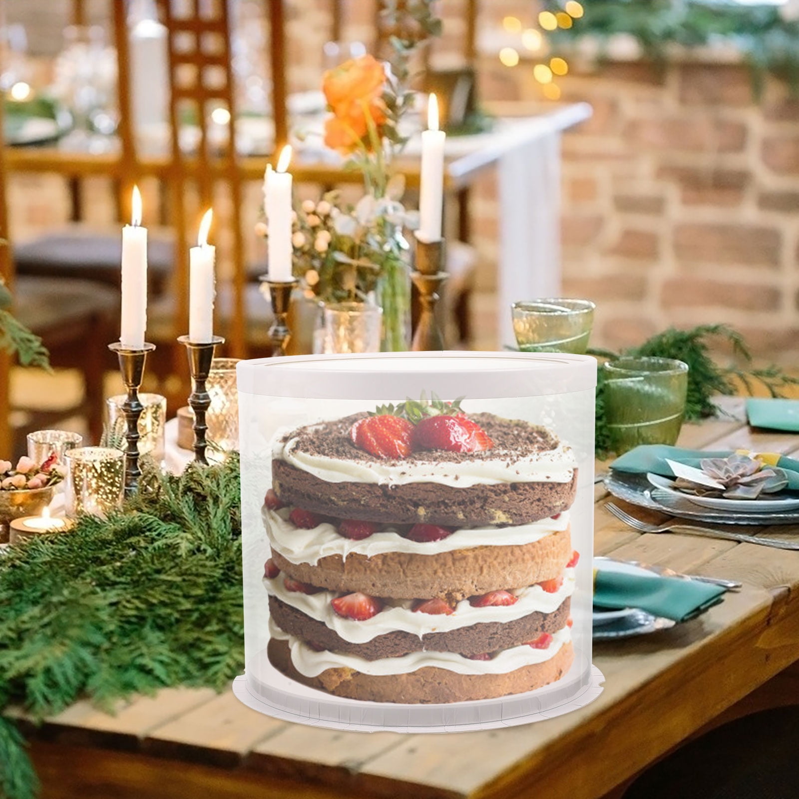 Dytern Birthday 2Pcs Clear Cake Carrier Round Cake Box Baking Packing ...