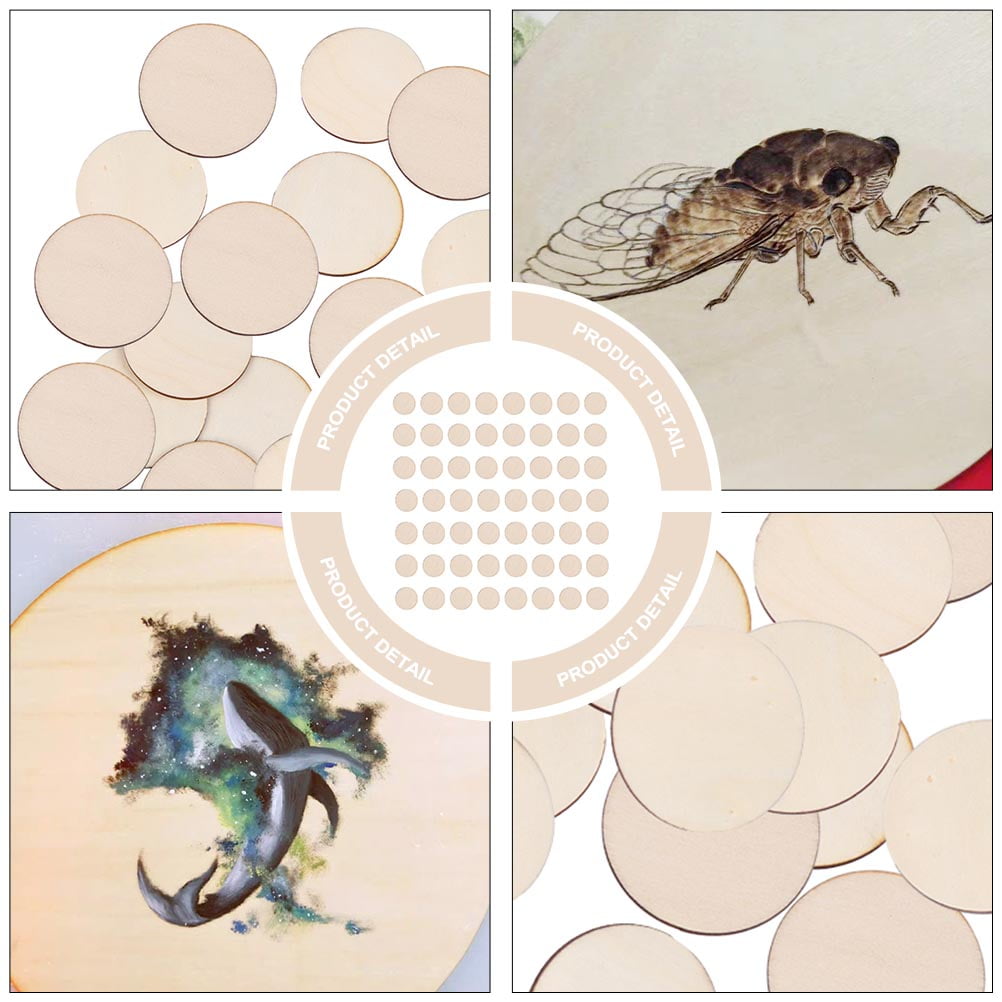 Dytern DIY 100pcs Wooden DIY Wafer Small Round Disc DIY Wooden Small ...