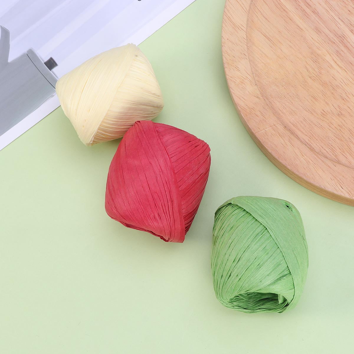 Dytern DIY 3 Rolls 20M Natural Raffia Straw String Packing Tape for DIY ...