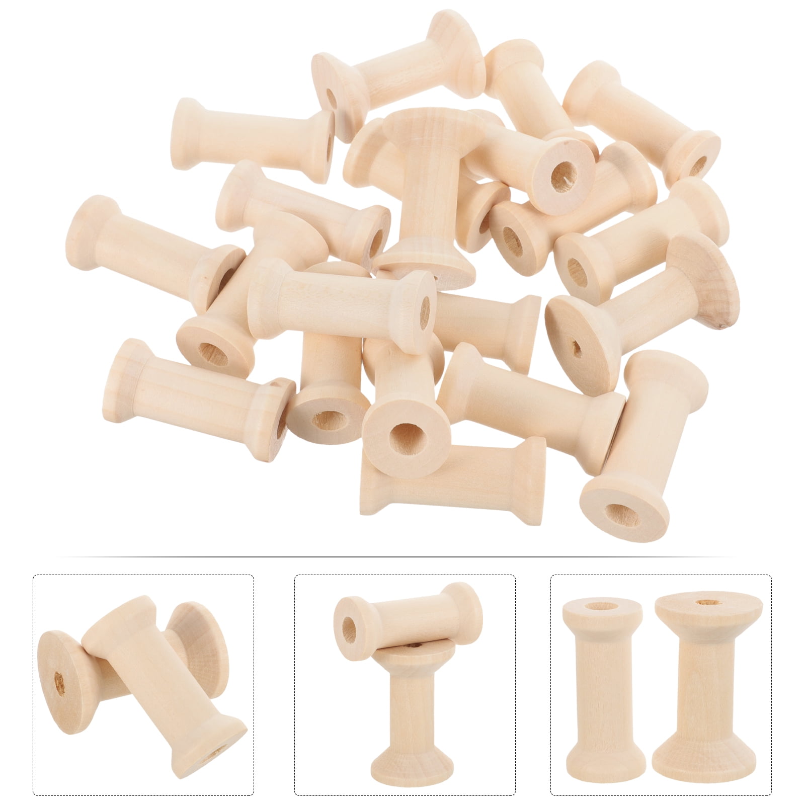 Dytern DIY 40pcs Wooden Spools Unfinished Empty Thread Spool Wood ...