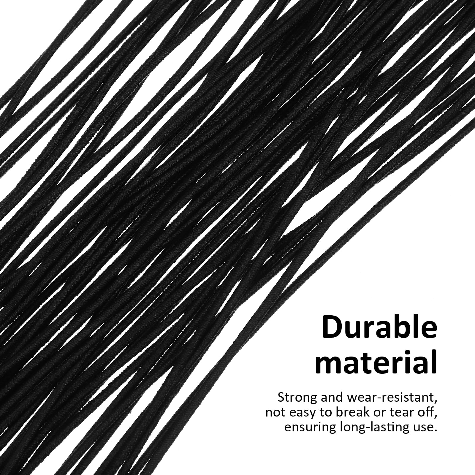 50 Pcs Black Elastic Cords for Craft Use Highly Stretchable Polyester ...