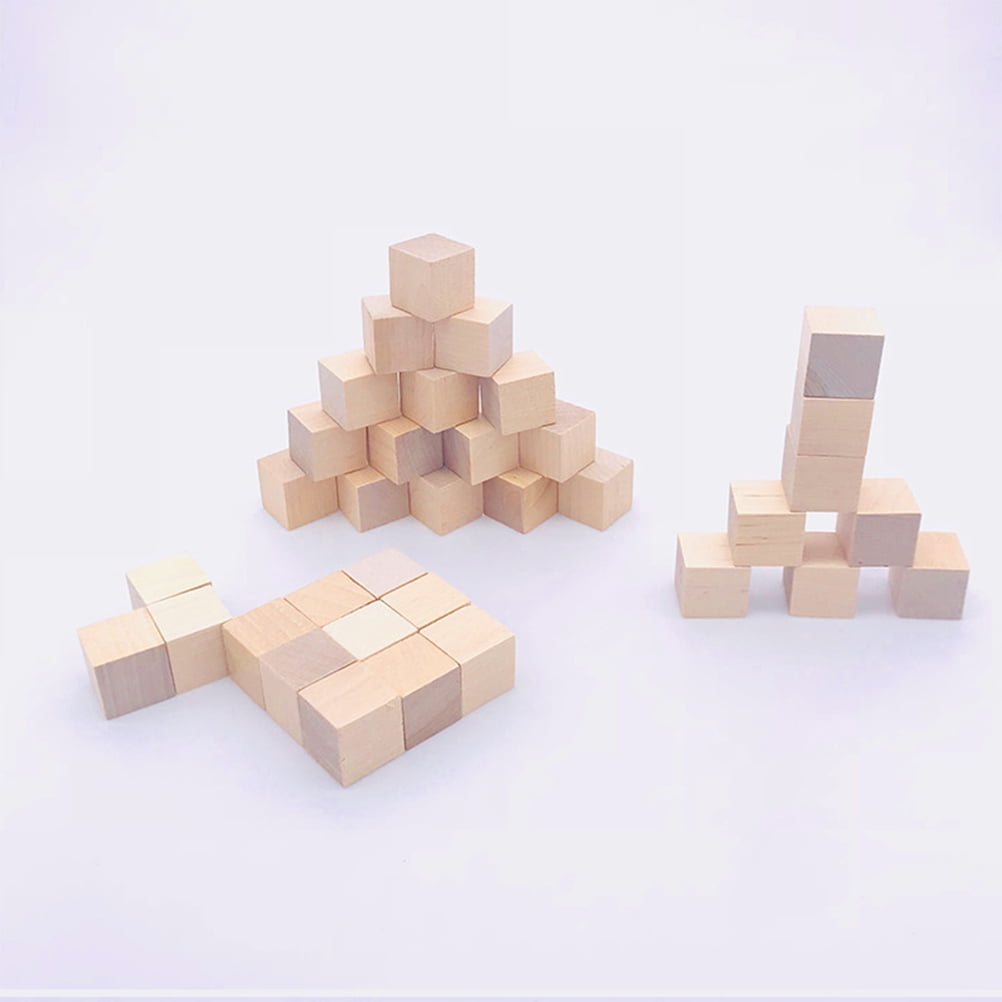 Dytern DIY 50 Pcs Natural Color Small Wooden Craft Cubes Precise ...