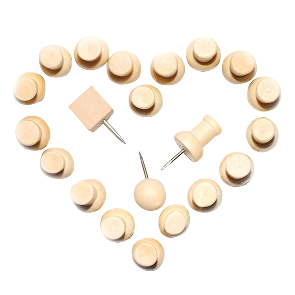 Dytern DIY 80 Pieces Wood Push DIY I-Shape Wooden Thumb Tacks ...