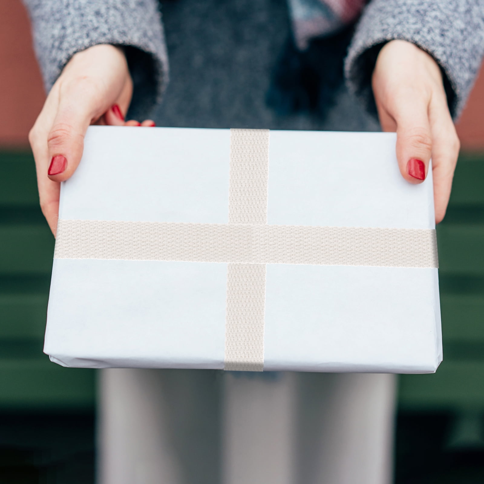 WRISTBIQUE Cotton Webbing Strap Strip Beige 1 Set - Walmart.com