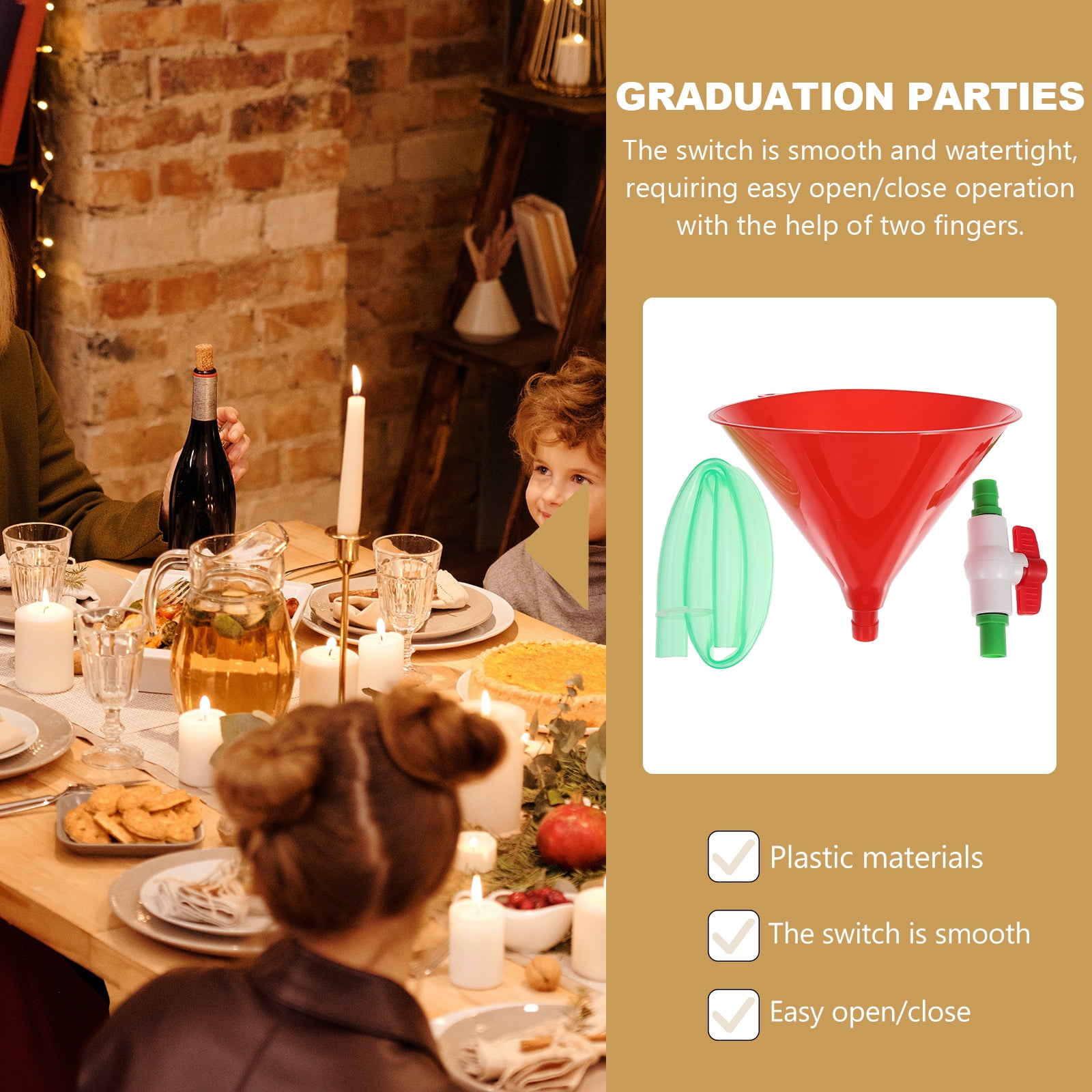 Dytern Party 1 Set Beer Funnel with Valves Plastic Beer Funnel Tube ...