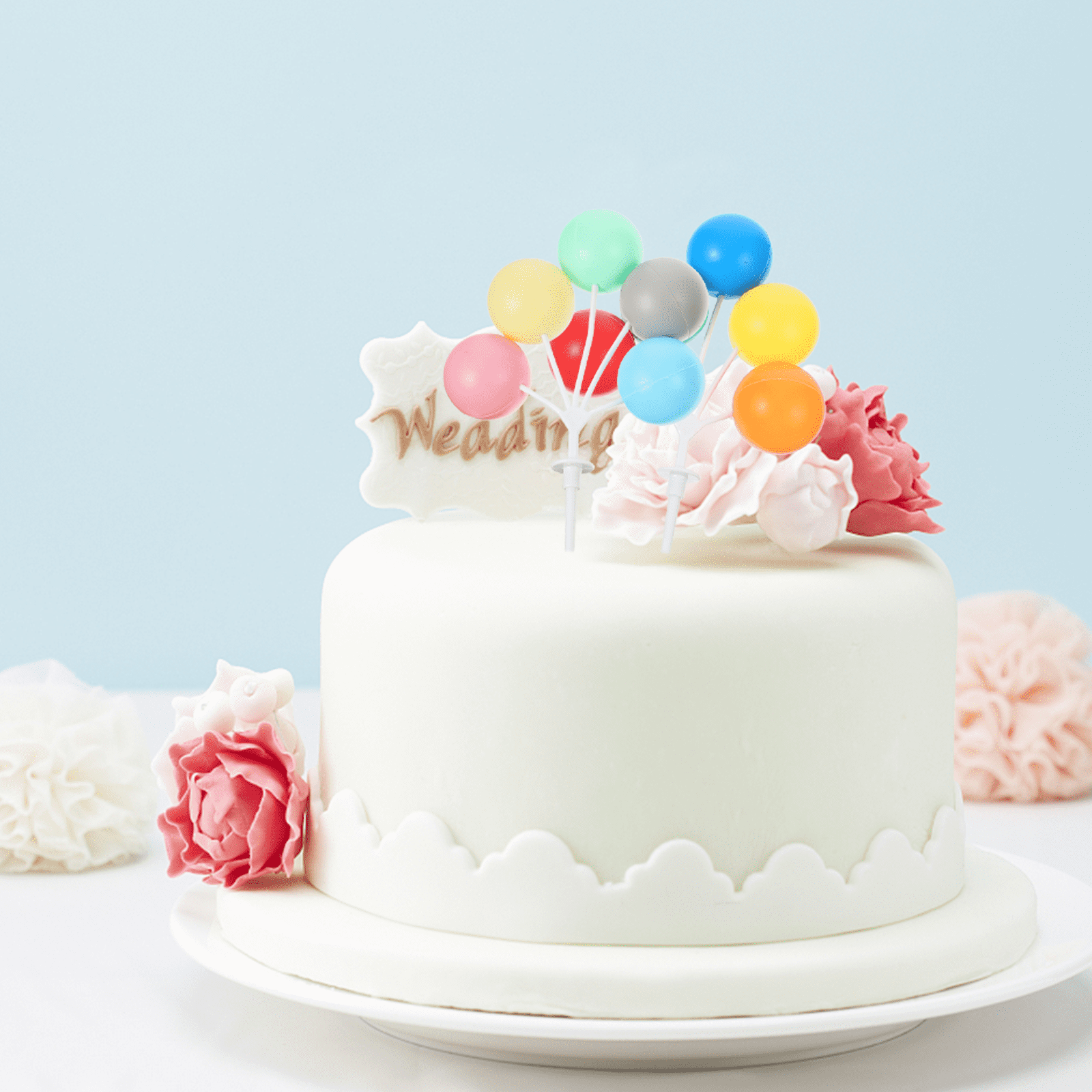 WRISTBIQUE 12pcs Colorful Balloon Cake Pick DIY Cake Insert Topper ...