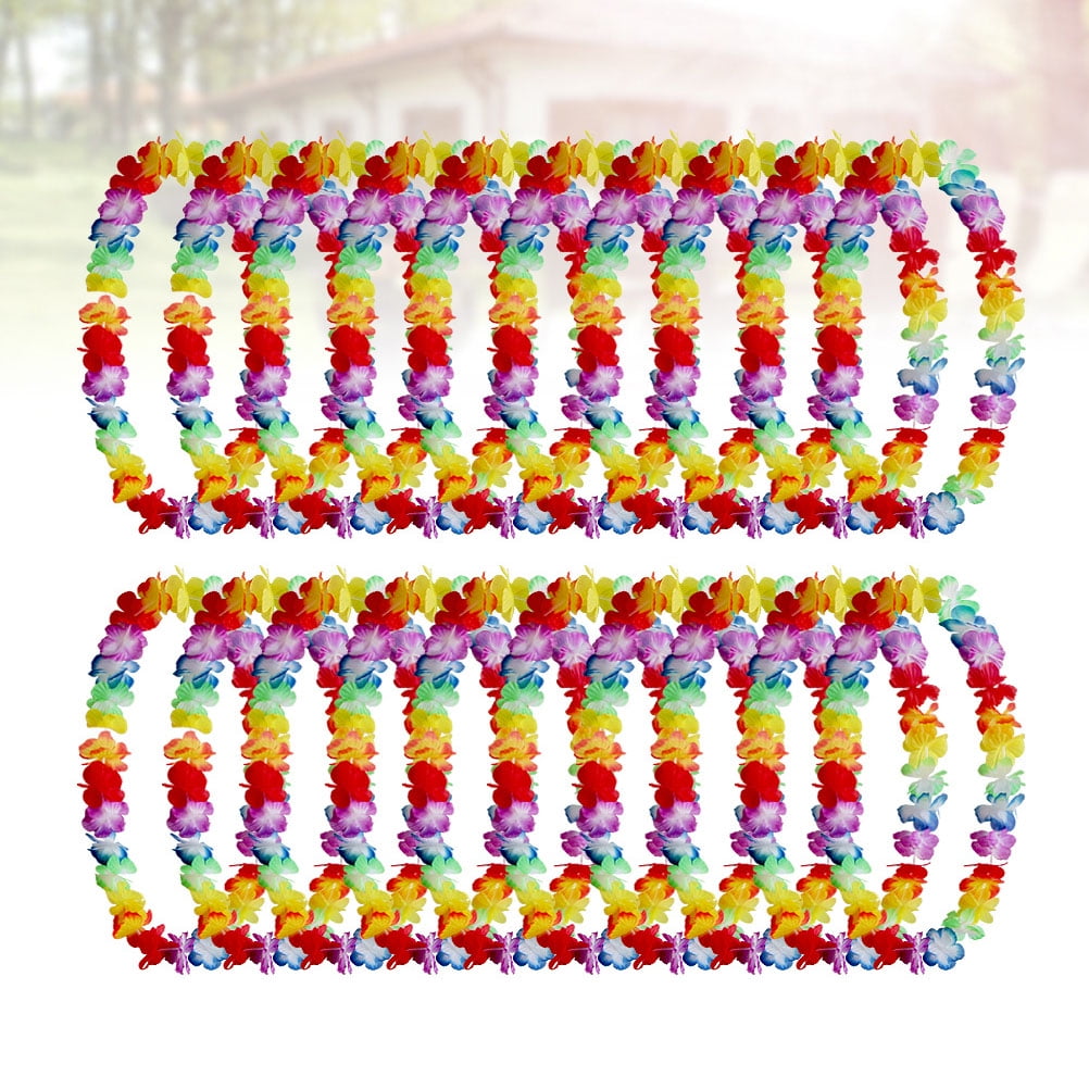 Dytern Party 20pcs Light Colorful Hawaiian Leis Artificial Flower Necklace Classic Garland ...
