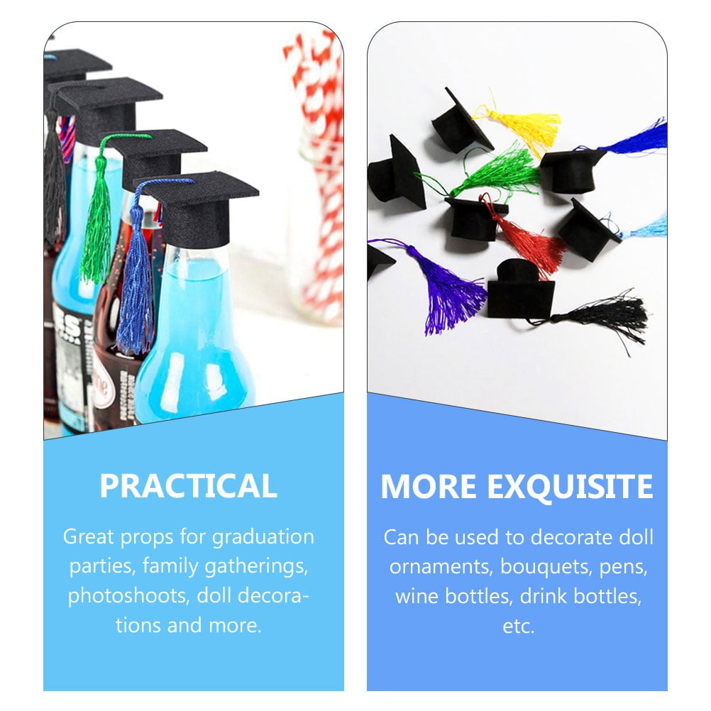 Dytern Party 20pcs Mini Graduation Cap Graduation Hat Bottle Toppers ...